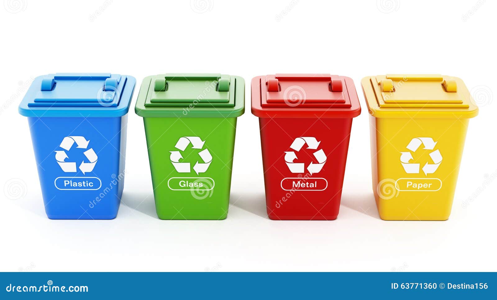 Plastiek, Glas, Metaal En Document Kringloopbakken Stock Illustratie ...