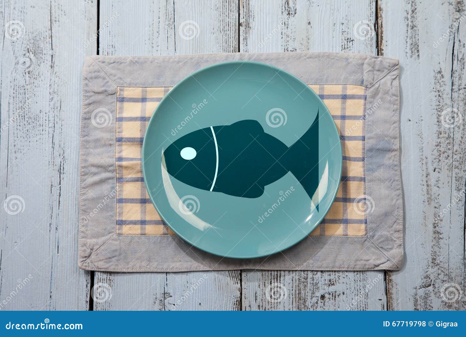 Plat Vide Avec L'illustration De Poissons Illustration Stock ...
