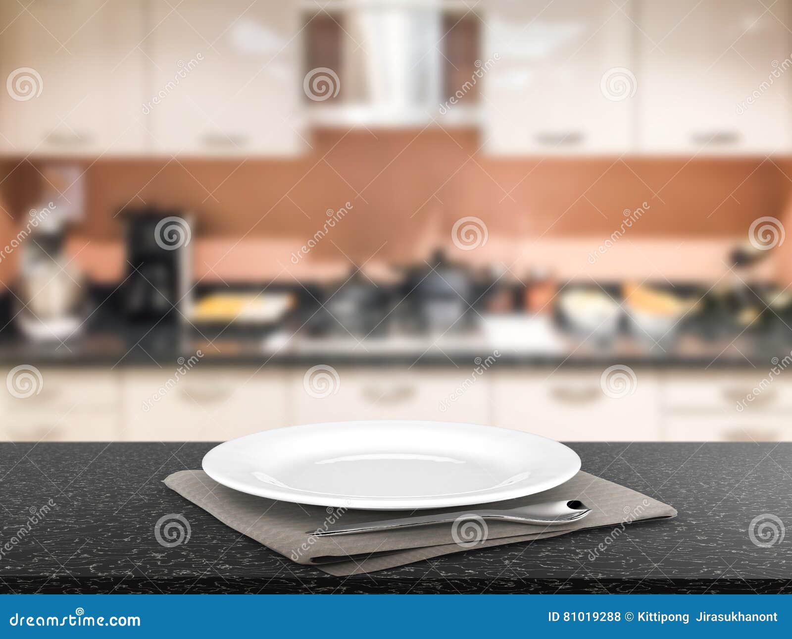 Plat Vide Avec Le Fond De Cuisine Illustration Stock - Illustration du ...