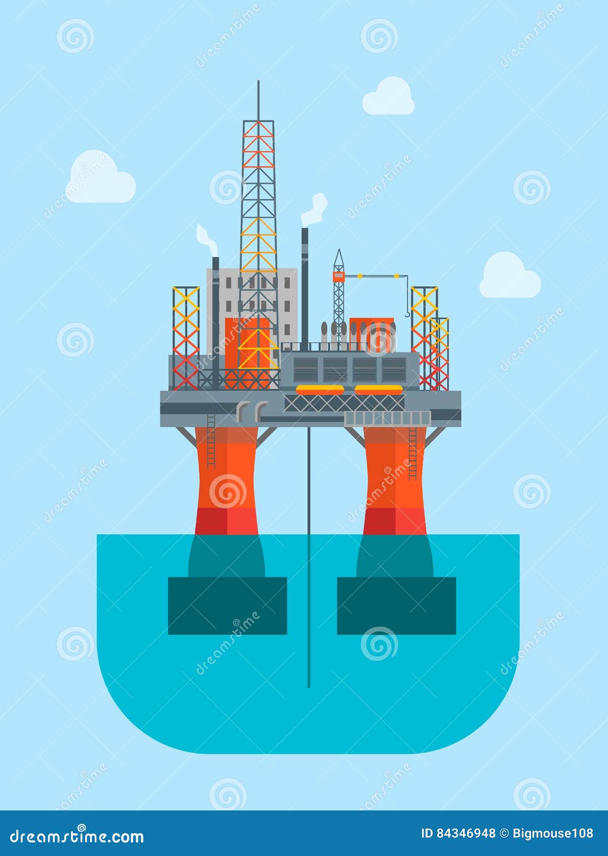Plataforma Petrolera De La Historieta Vector Ilustración del Vector ...