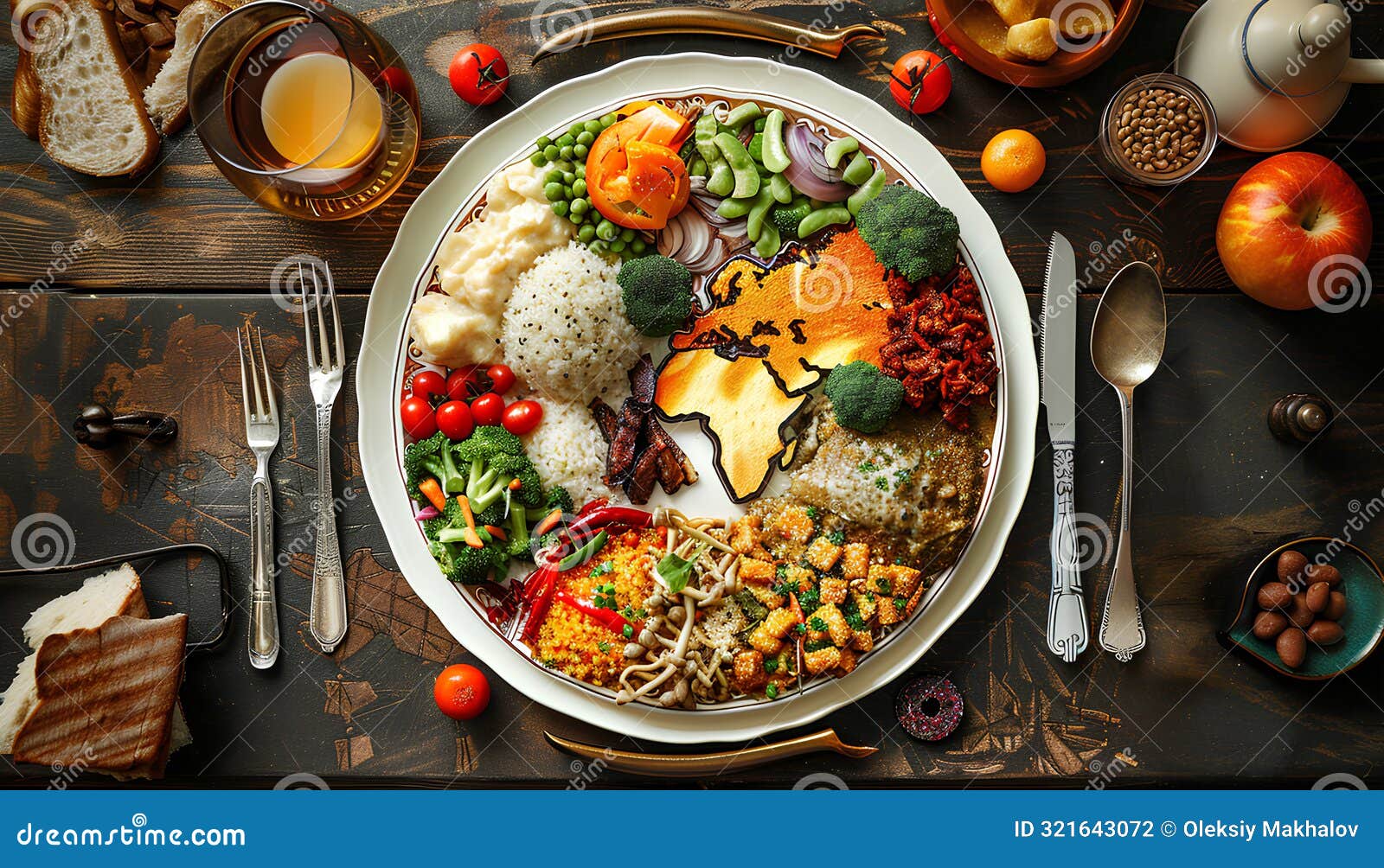 Plate with All the Food in the World Stock Illustration - Illustration ...