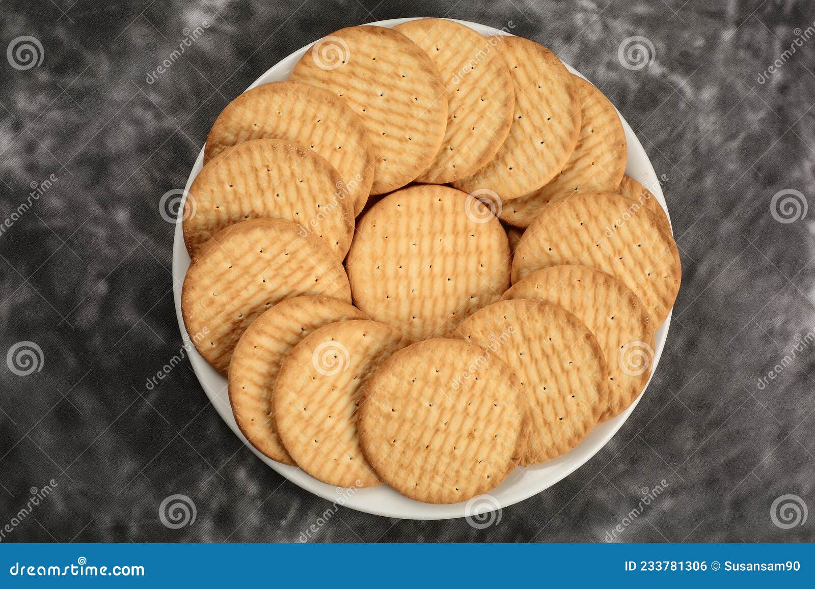 Plate of Arrowroot Biscuits on a Rustic Background. Stock Photo - Image ...