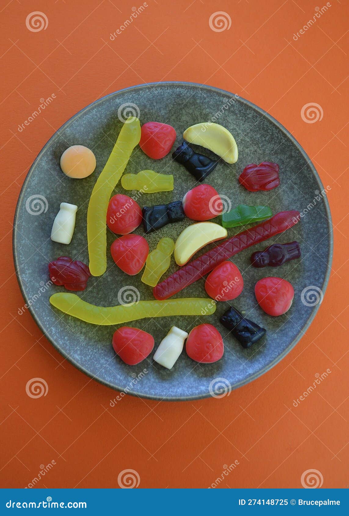Colorful Chewy Candies on a Plate Stock Image - Image of person, party ...
