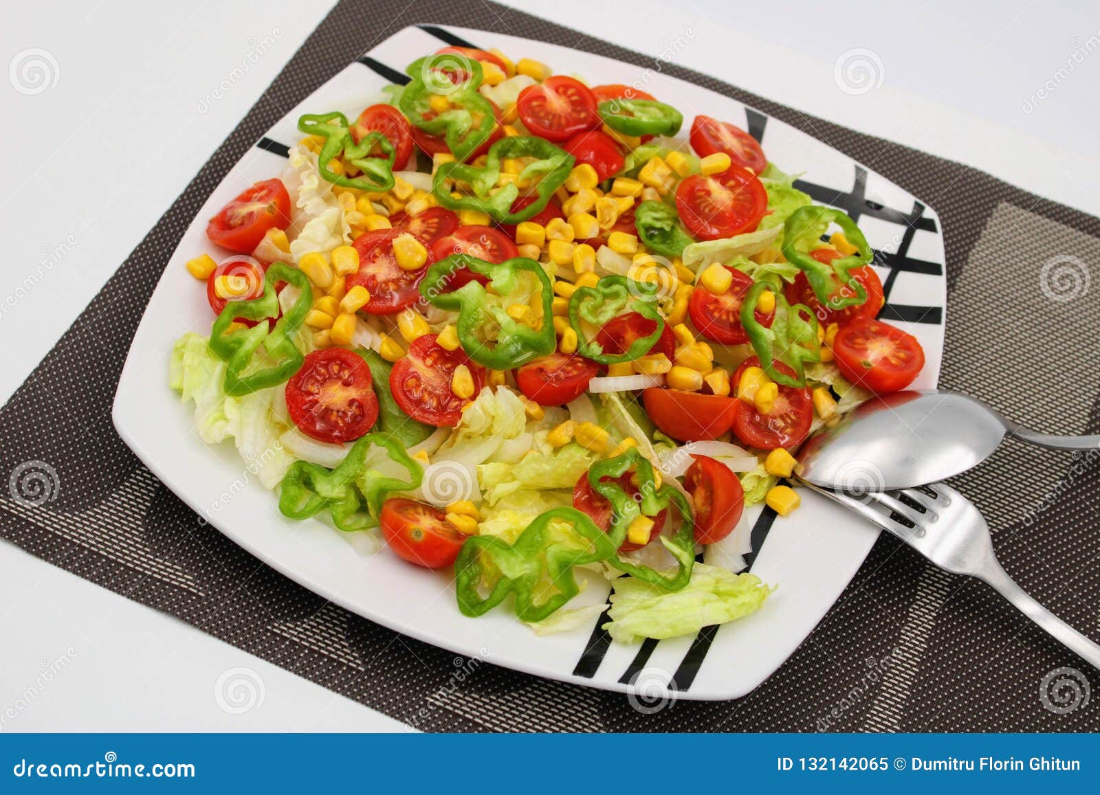 Plate with assorted salad stock image. Image of salad - 132142065