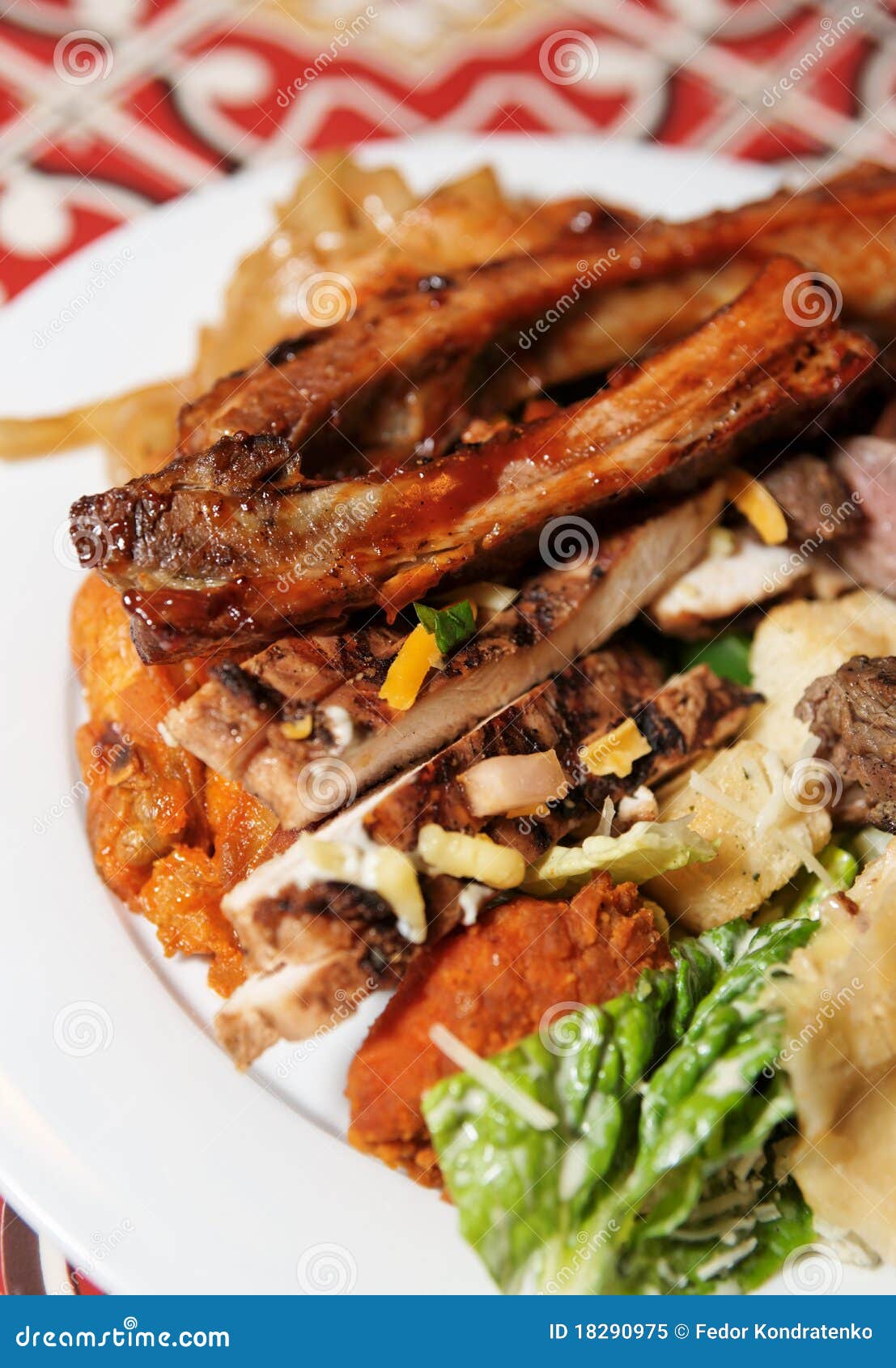 Plate with Assortment of Foods Stock Image - Image of salad, appetizer ...