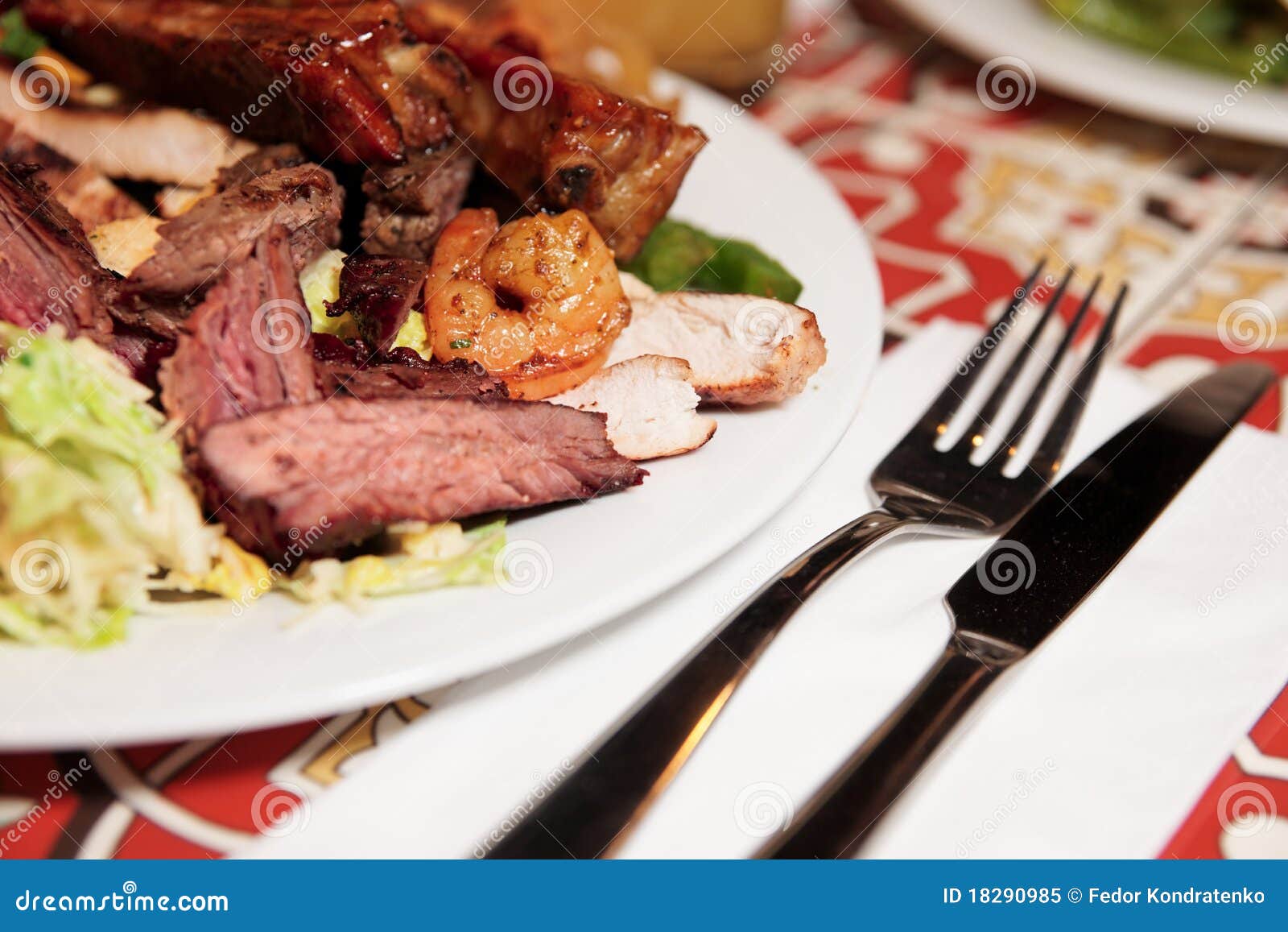 Plate with Assortment of Foods Stock Image - Image of knife, catering ...