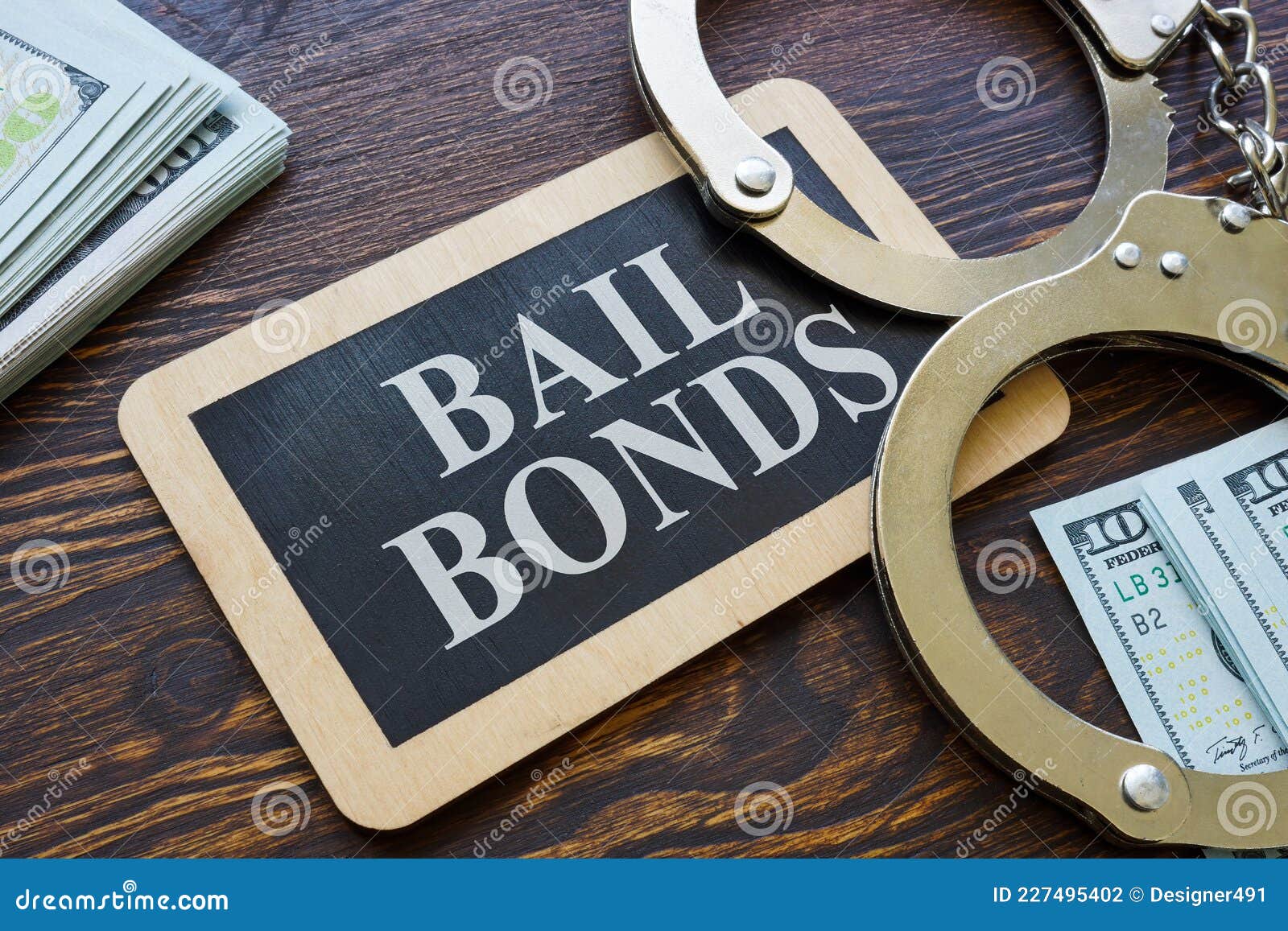Plate Bail Bonds and Handcuffs on it. Stock Illustration - Illustration ...