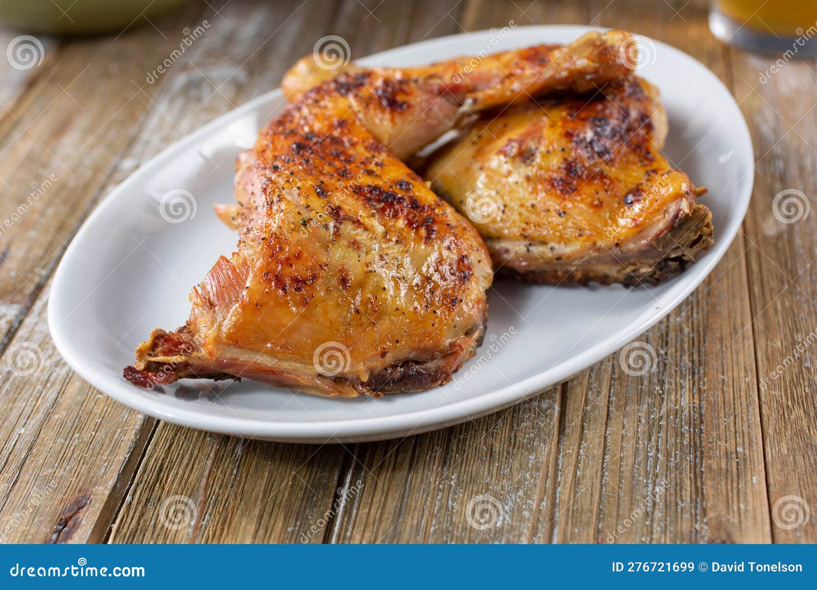 Plate of Baked Chicken Quarters, Roasted Chicken Stock Image - Image of ...
