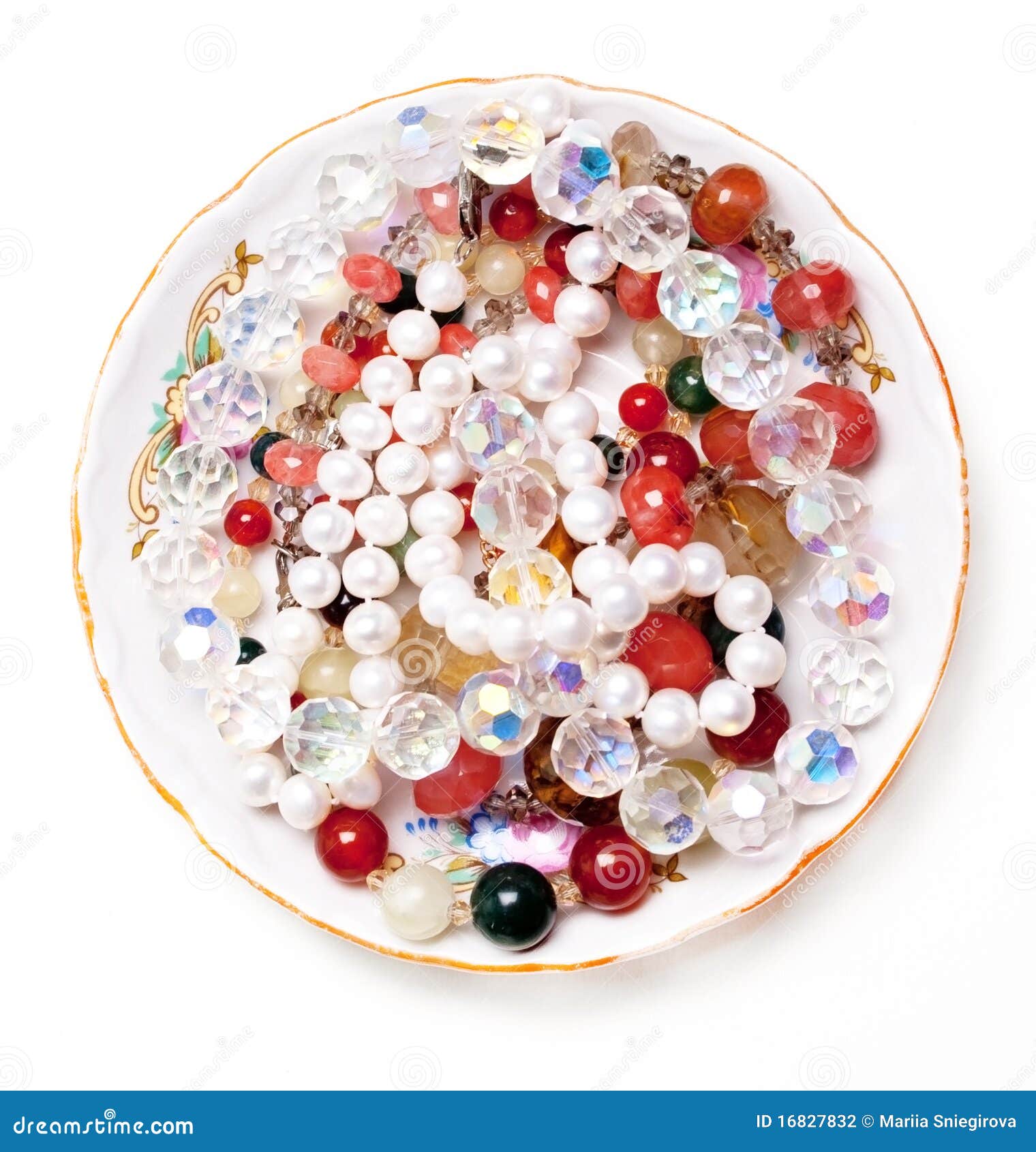 Plate with beads stock photo. Image of jewel, retro, plate - 16827832