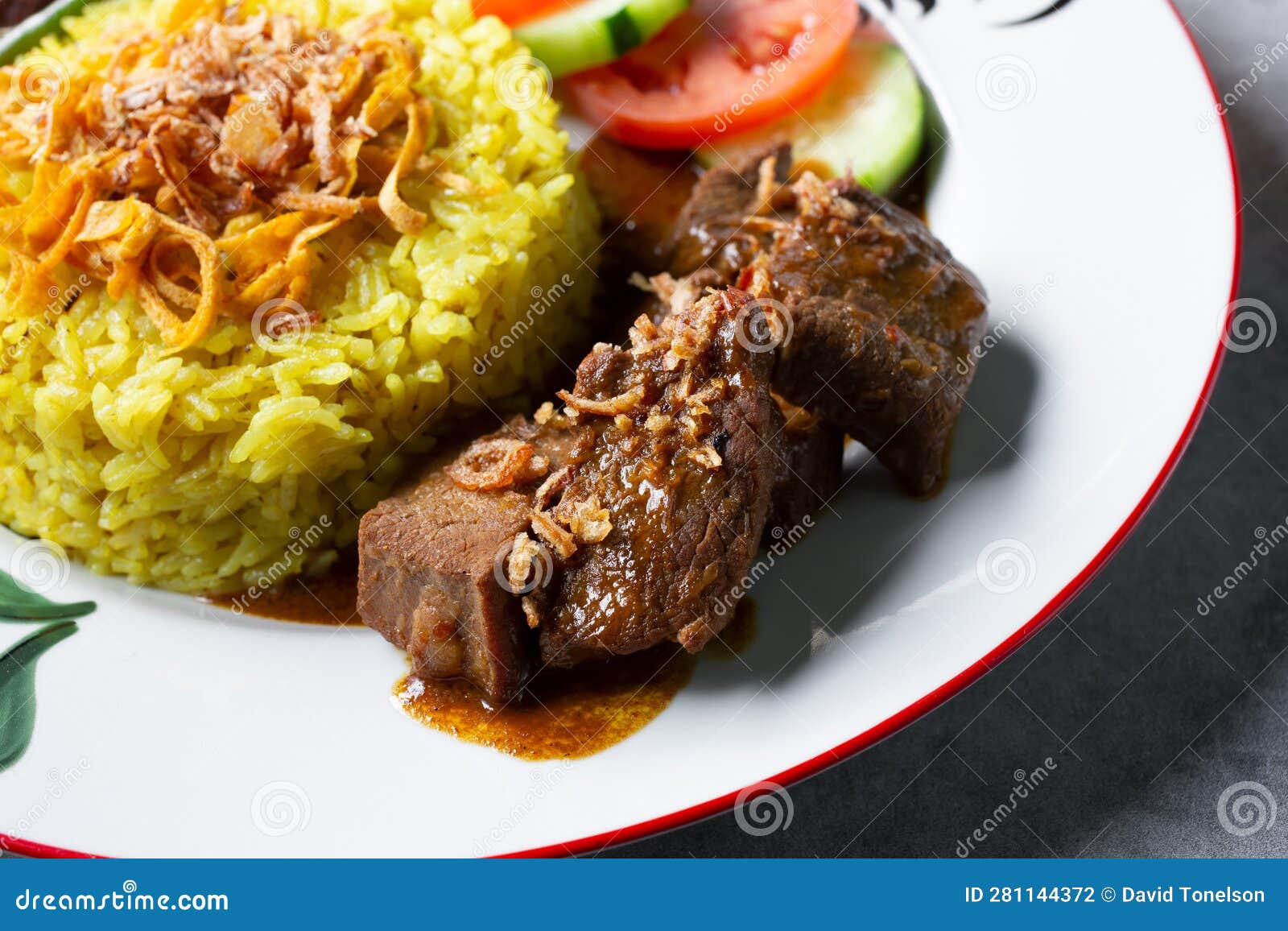 Plate of Beef Rendang, Indonesian Food Stock Photo - Image of setting ...