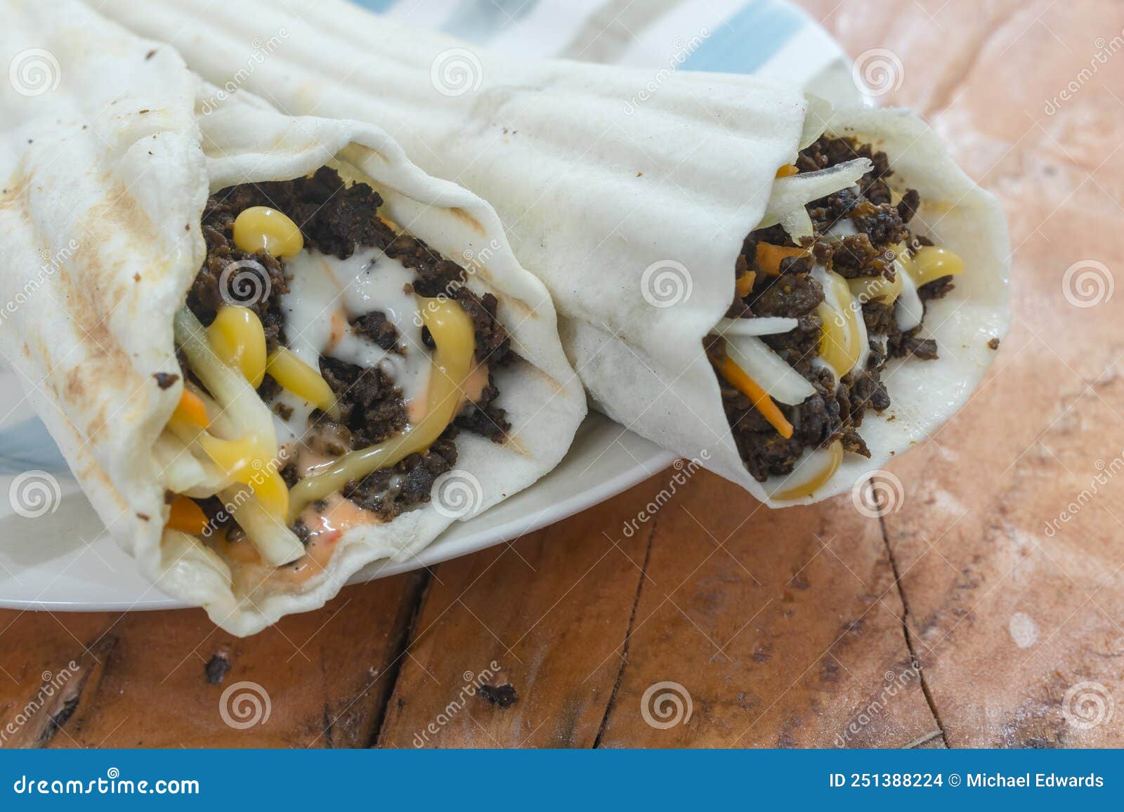 Beef Shawarma On A Dark Background. Shawarma With Beef In Pita Bread ...