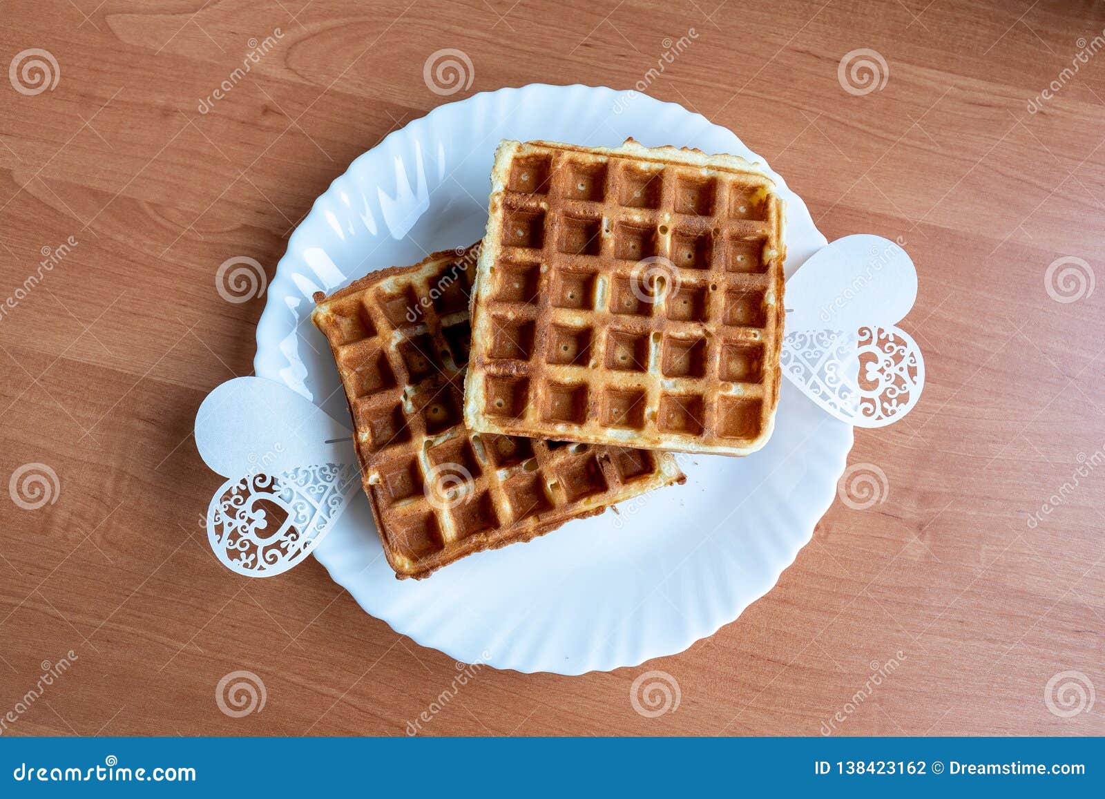 Plate of belgian waffles stock photo. Image of designnlove - 138423162