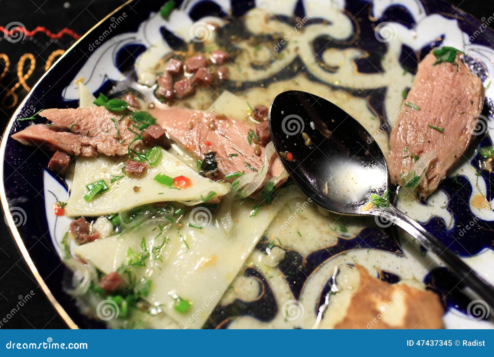 Plate with beshbarmak dish stock image. Image of dish - 47437345