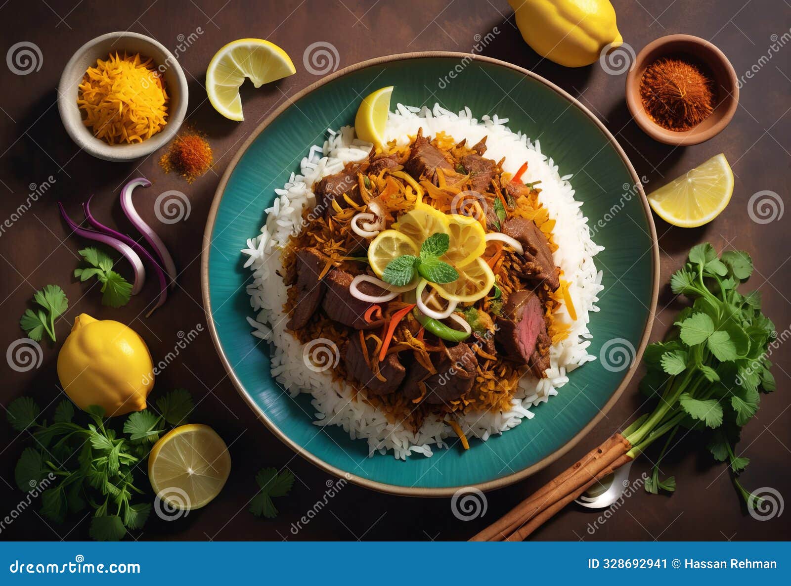 A Plate Of Biryani, A Popular South Asian Rice Dish Royalty-Free Stock ...