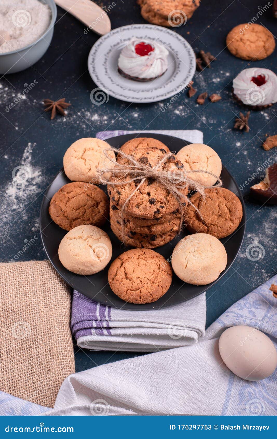 Plate of Biscuits and Cake on the Table Stock Image - Image of ...