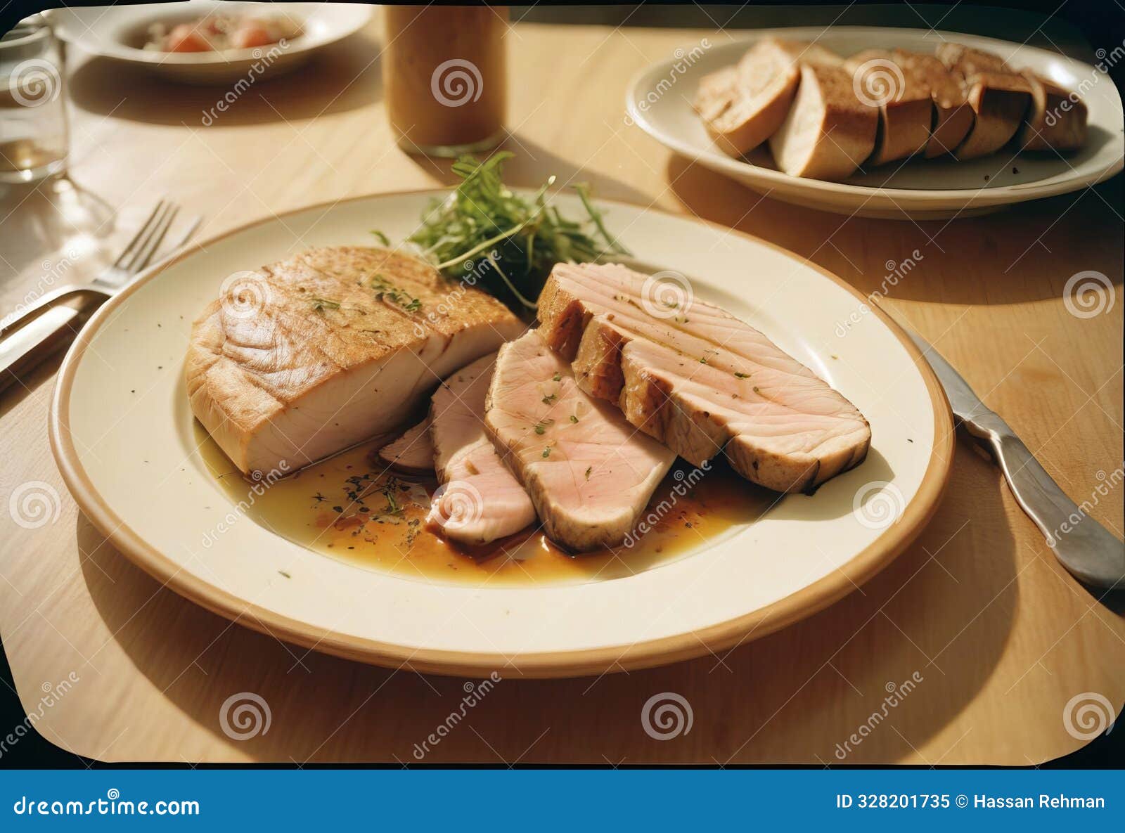 A plate with bread, fish stock illustration. Illustration of vlog ...
