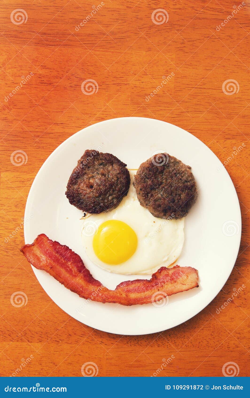Breakfast Plate Face stock photo. Image of sausage, personification ...