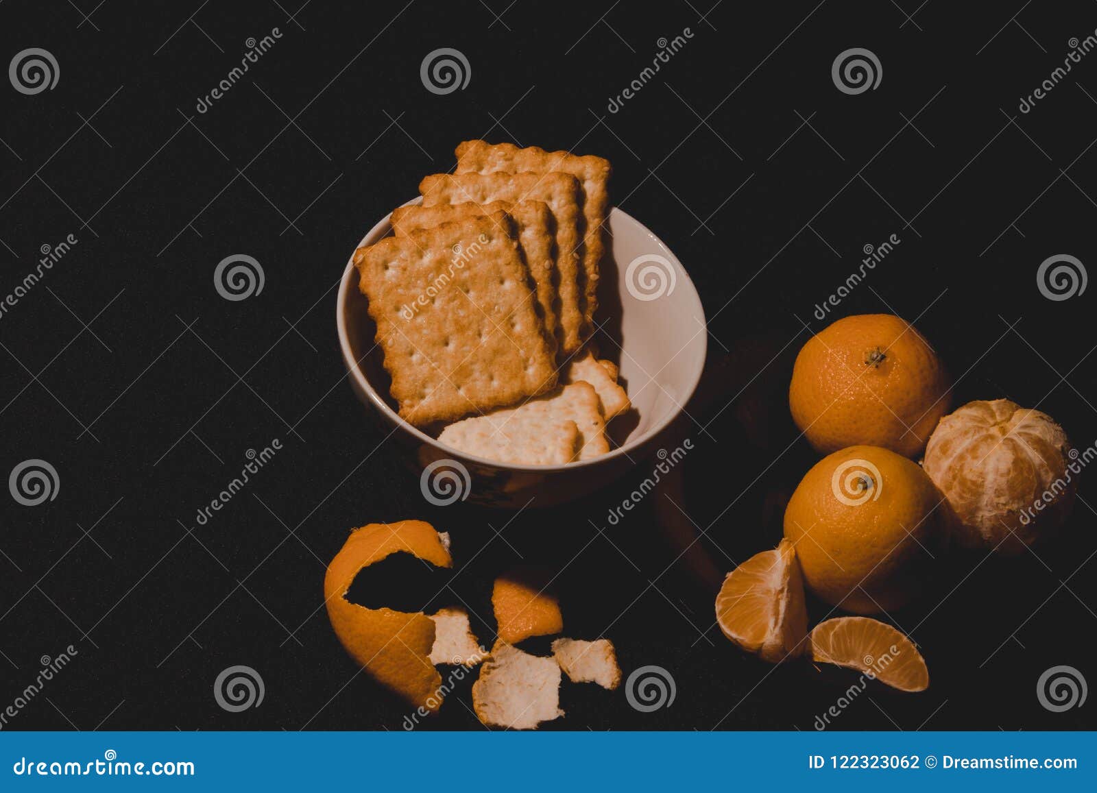 A Plate of Breakfast on a Dark Background Stock Photo - Image of round ...