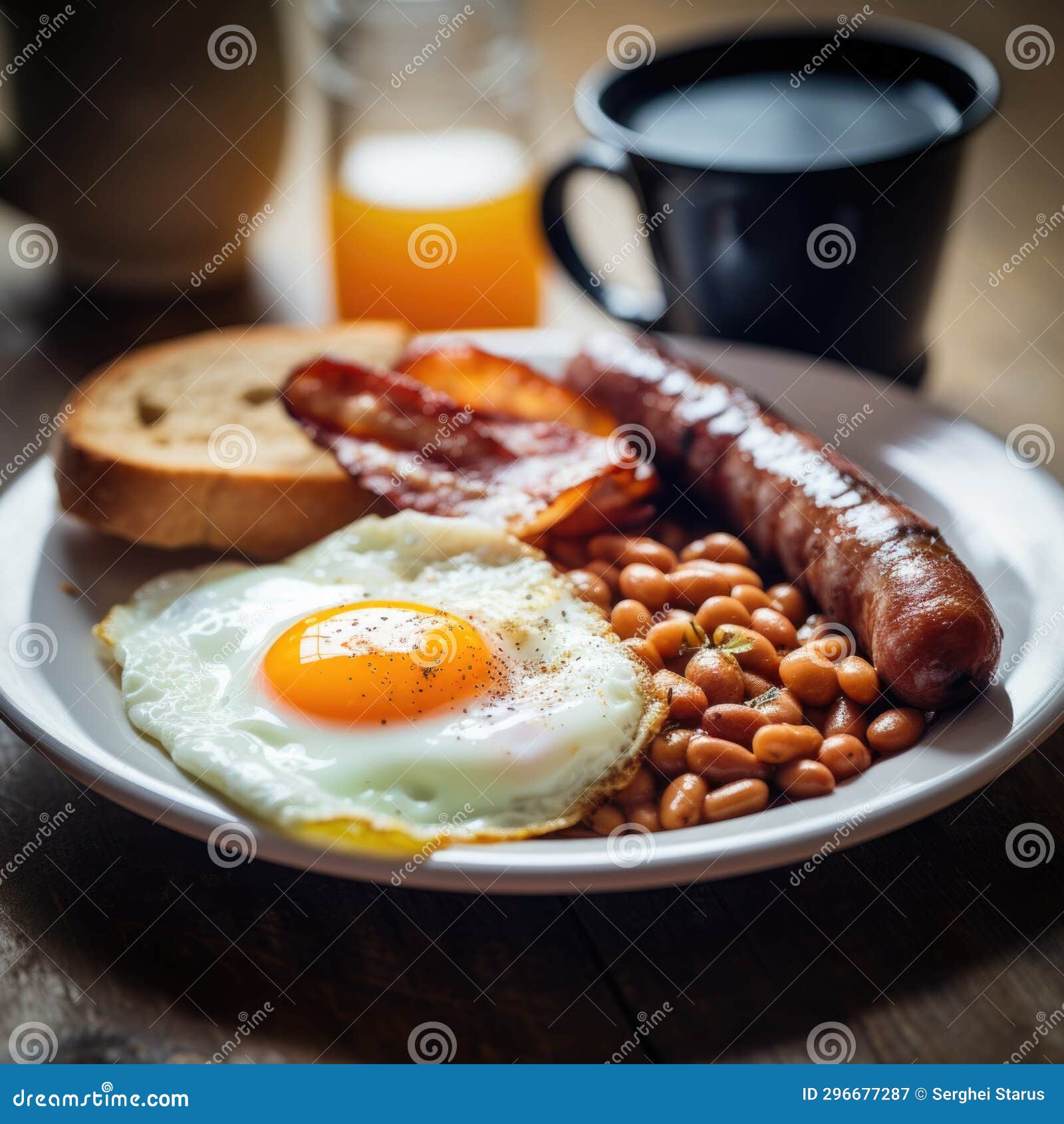 A Plate with Breakfast Food on it, AI Stock Image - Image of plate ...