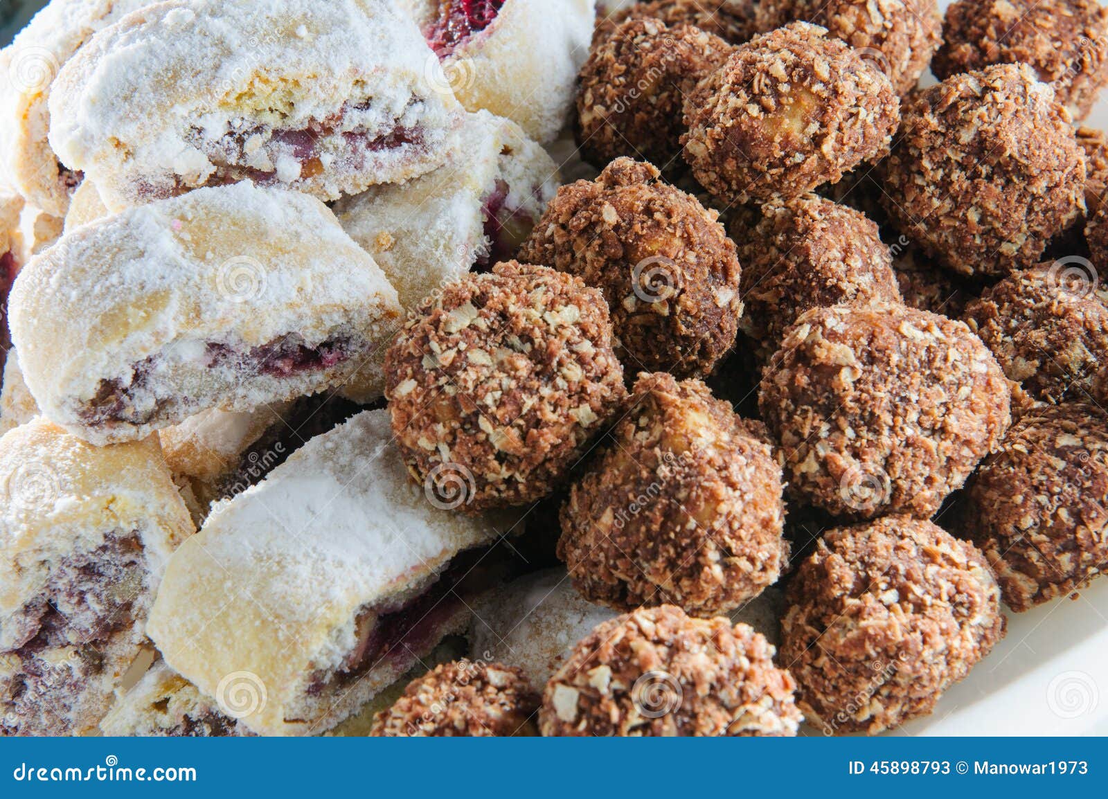 Plate of cakes, pastries. stock image. Image of preparation - 45898793