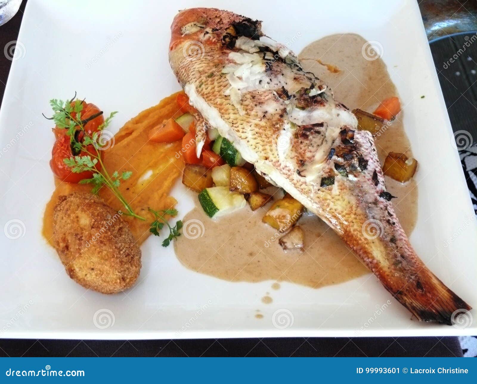 Plate Caribbean. Grilled Fish Stock Image - Image of gastronomy ...