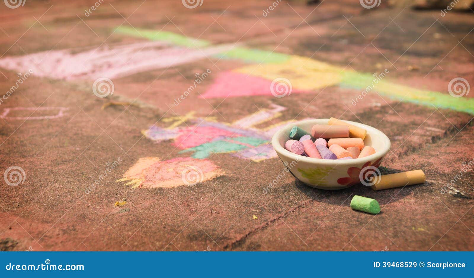 Plate with chalk stock image. Image of road, horizontal - 39468529