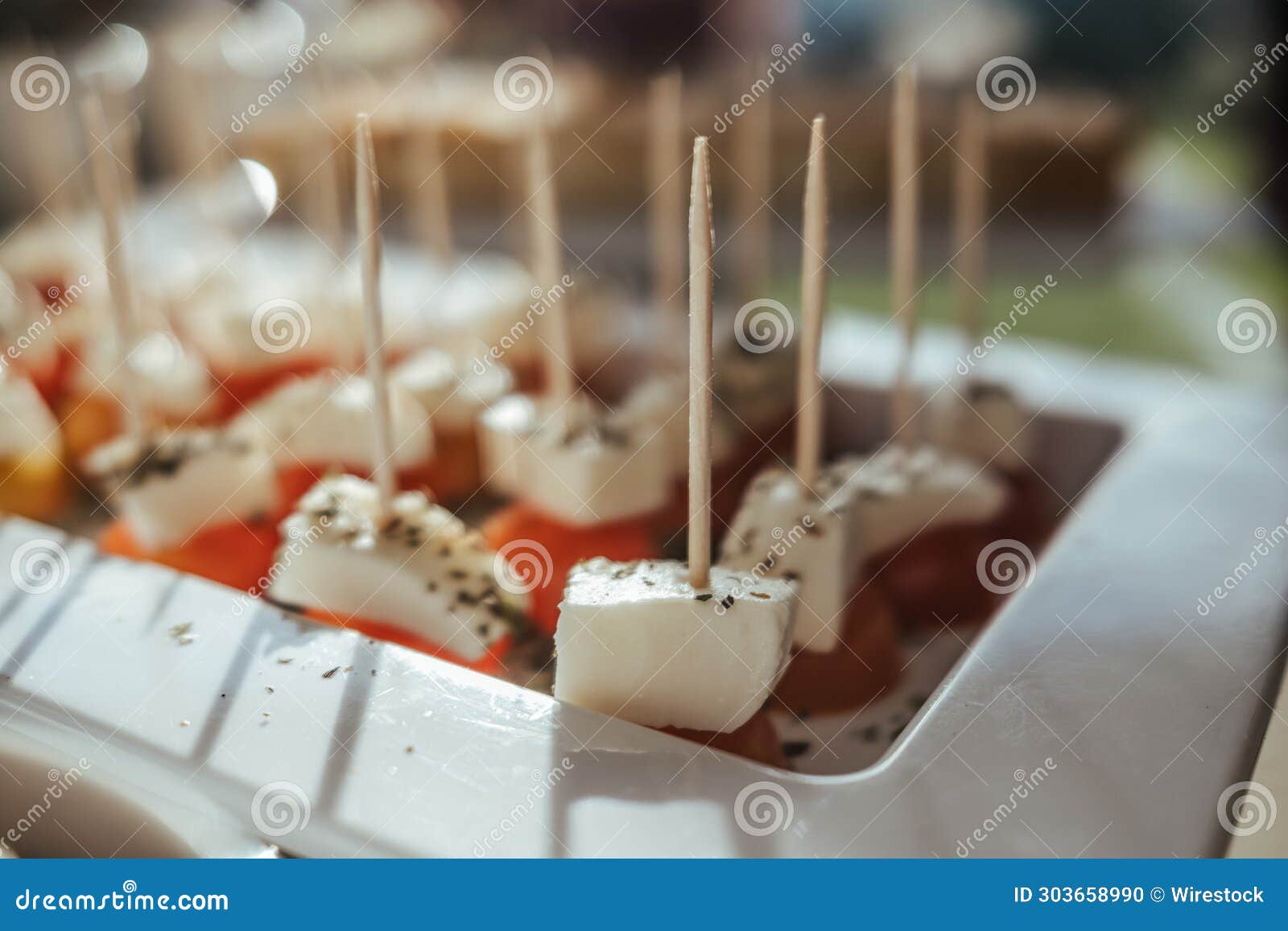 Plate of Cheese Appetizers on Toothpicks Stock Photo - Image of ...