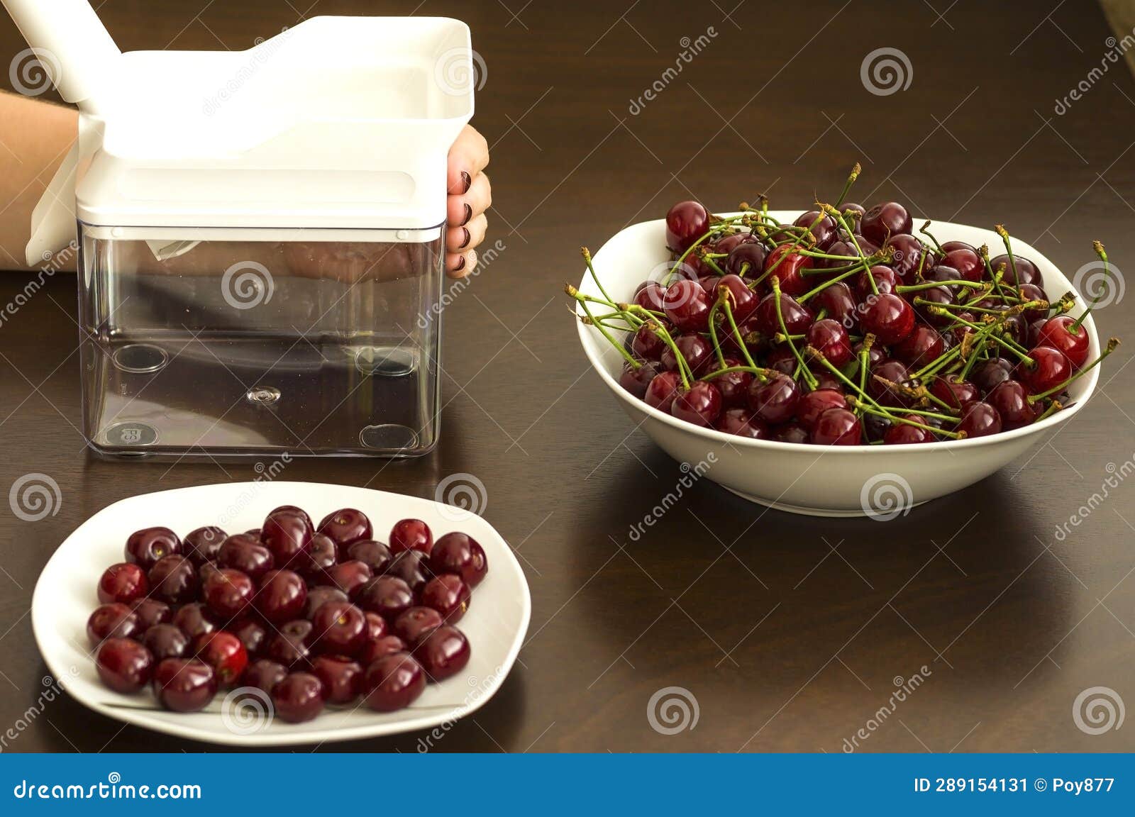 Plate. Cherries. Removal Cherry Stock Image - Image of dessert, fresh ...