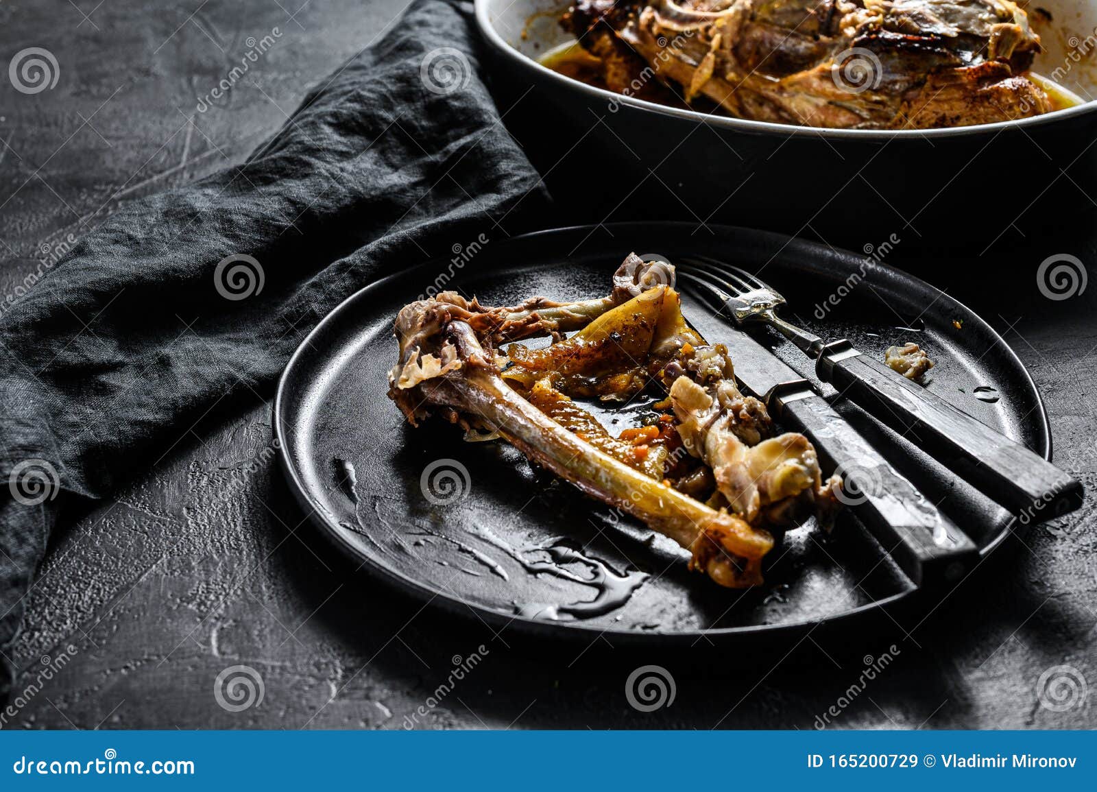 A Plate of Chicken Bones and a Chicken Skeleton in a Baking Dish ...