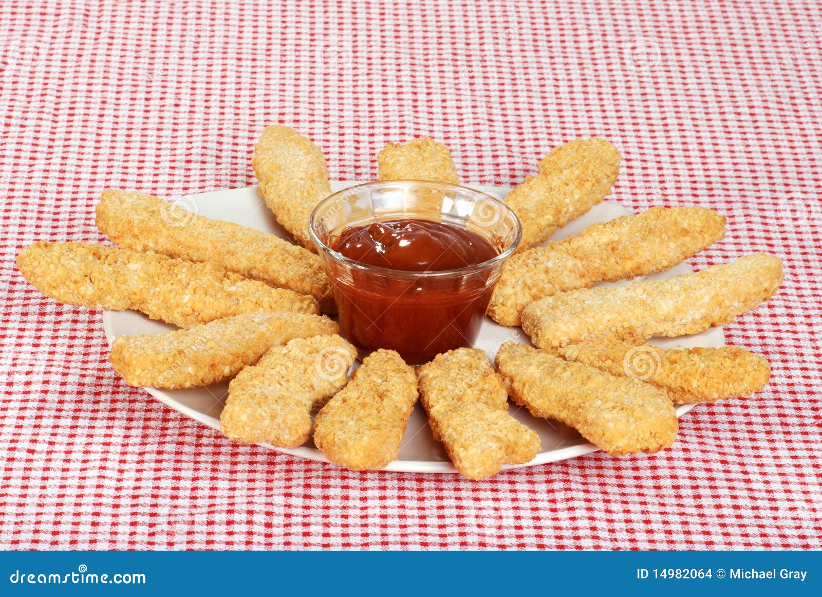 Plate of Chicken Fingers with BBQ Sauce Stock Photo - Image of battered ...