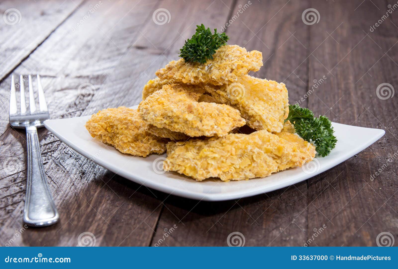 Plate with Chicken Nuggets stock photo. Image of crunchy - 33637000