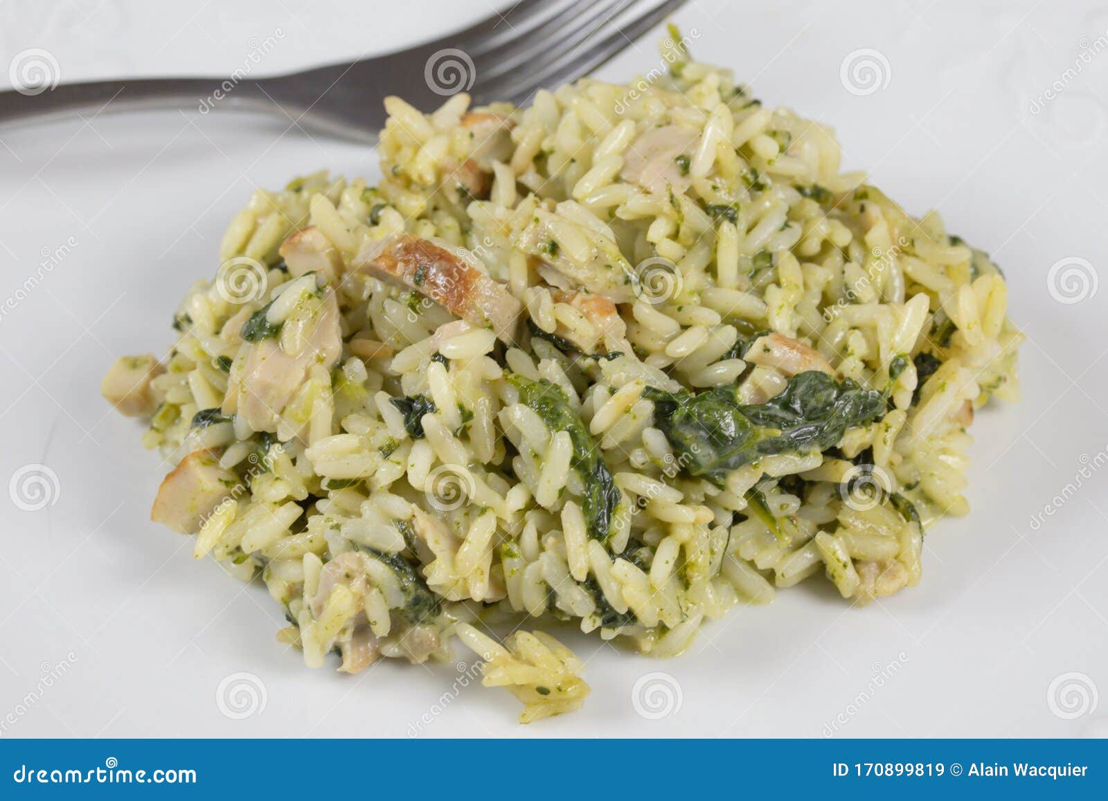 Chicken and Spinach Risotto Stock Image - Image of plate, cooked: 170899819