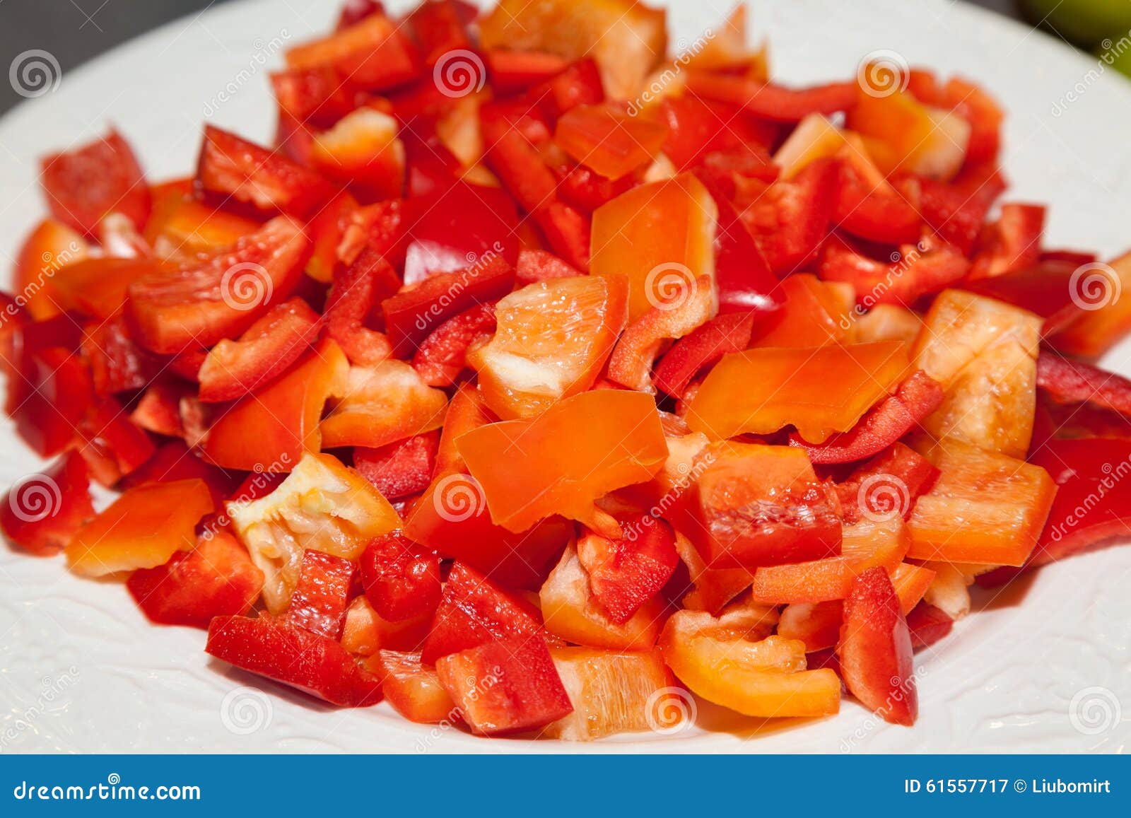 Plate with Chopped Red Sweet Pepper Stock Image - Image of ingredient ...