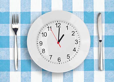 Plate with Clockface - Lunch Time Concept Stock Image - Image of eating ...
