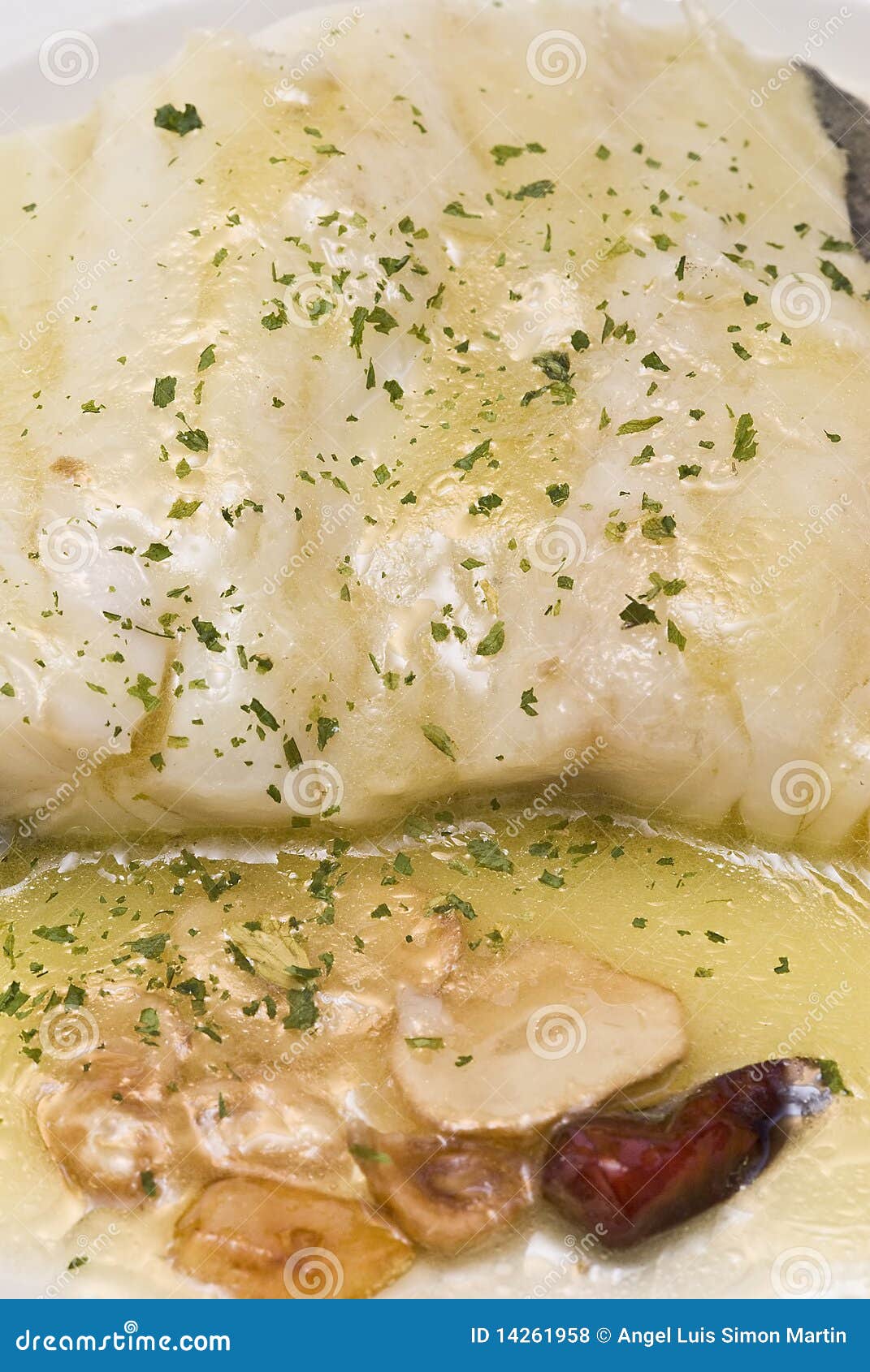 A plate of cod. stock photo. Image of loins, fish, parsley - 14261958