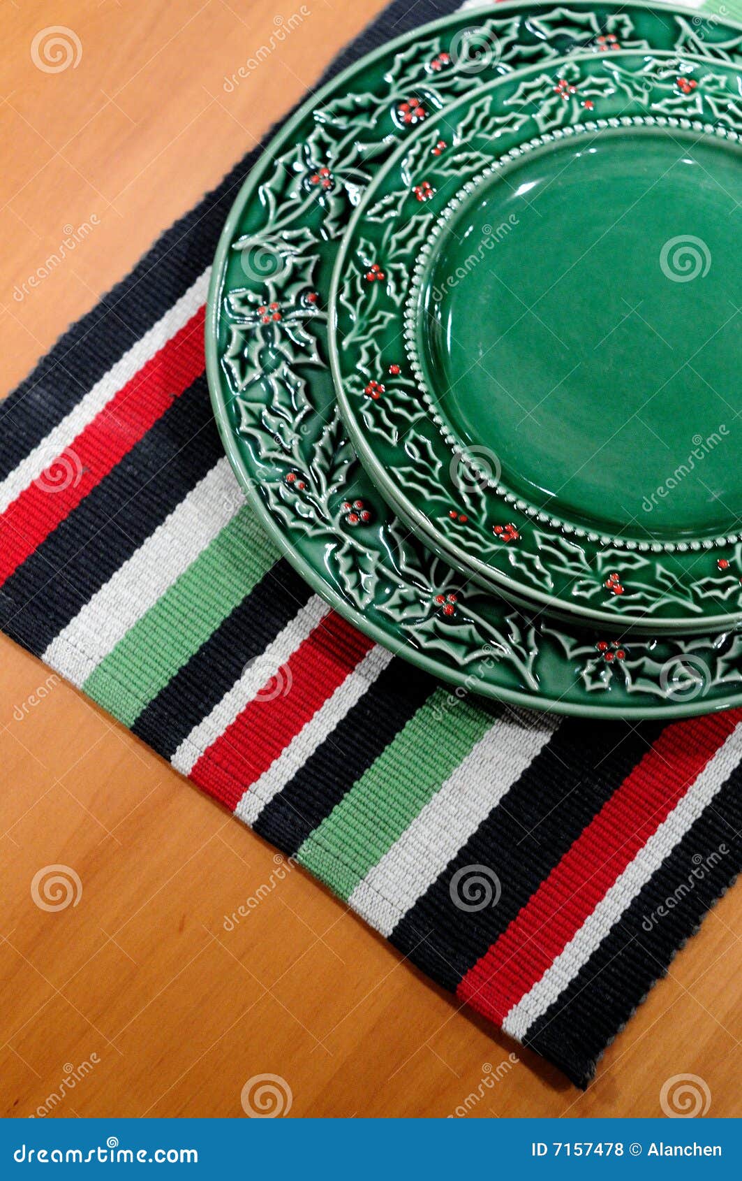 Plate and Colorful Table Cloth Stock Photo - Image of leaves, leaf: 7157478