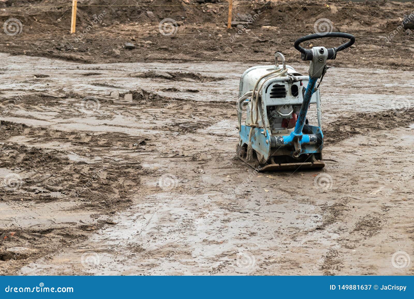 Vibratory Hammer Power Tool On The Ground At Construction Work On ...