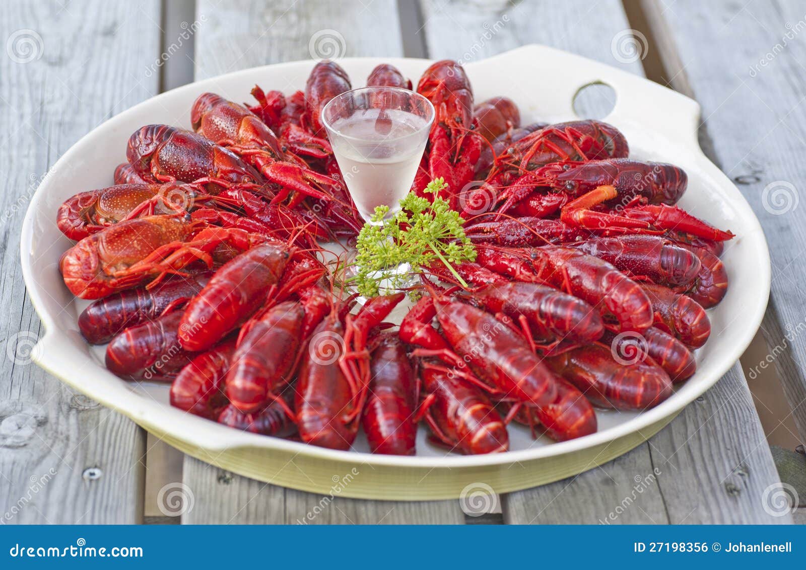 Plate with Crawfish and a Schnapps Stock Photo - Image of crayfish ...