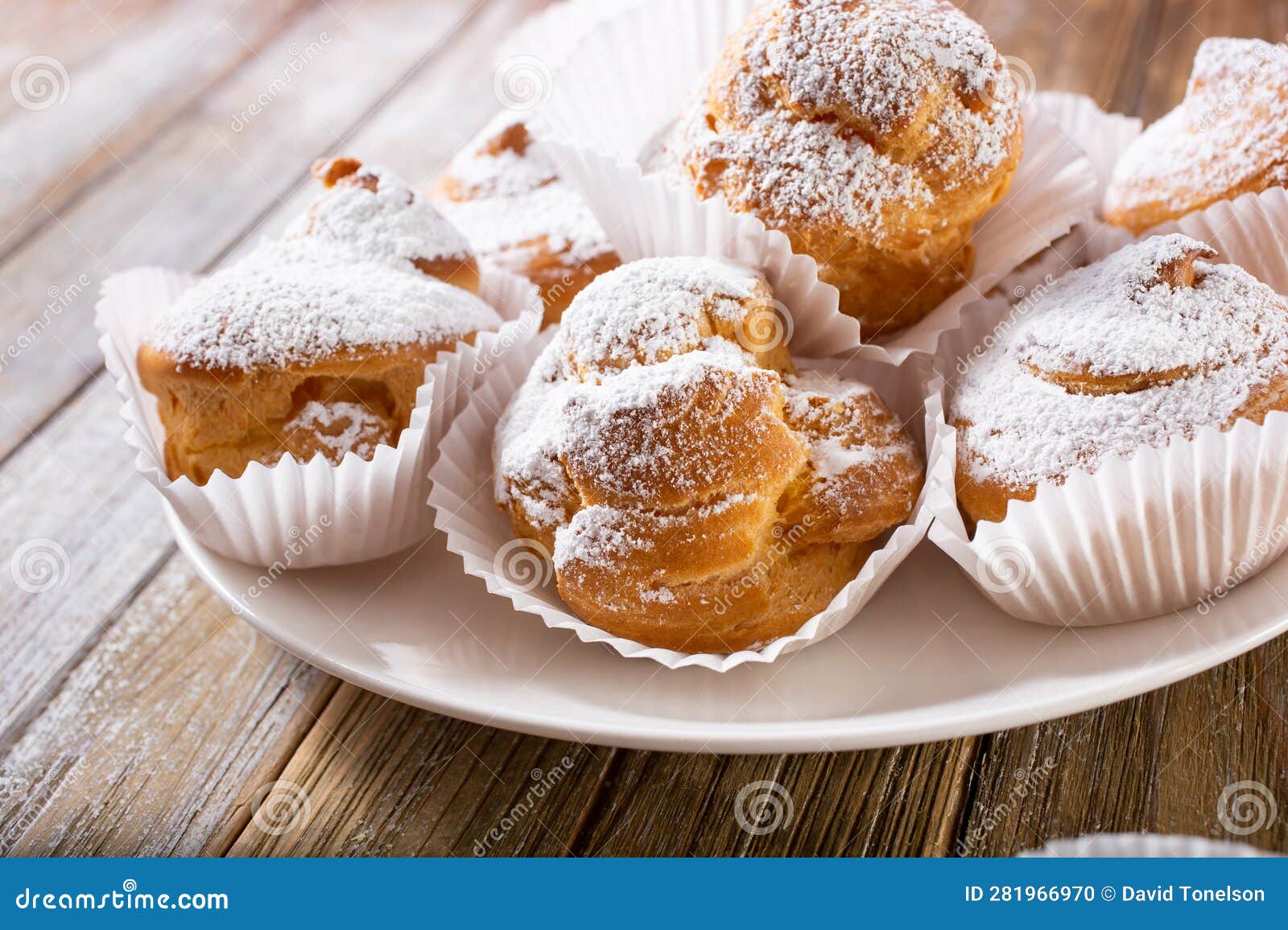 Plate of Cream Puff Pastries Stock Photo - Image of ingredient ...