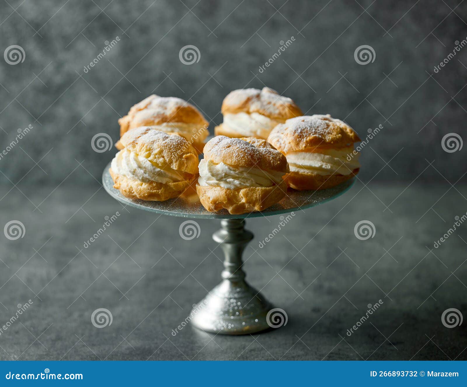 Plate of cream puffs stock photo. Image of fresh, homemade - 266893732