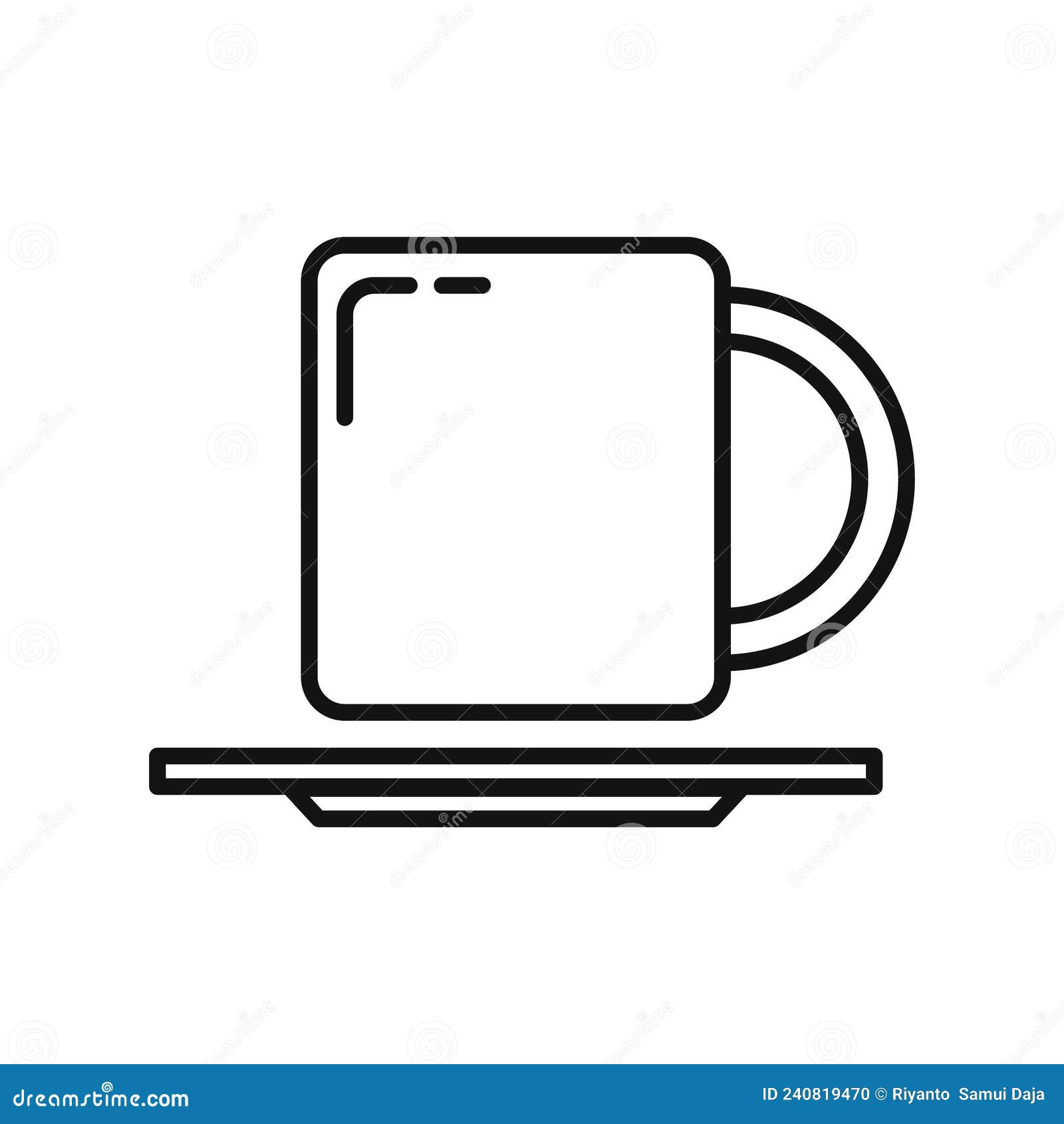 Plate and Cup Black and White Illustration Stock Vector - Illustration ...