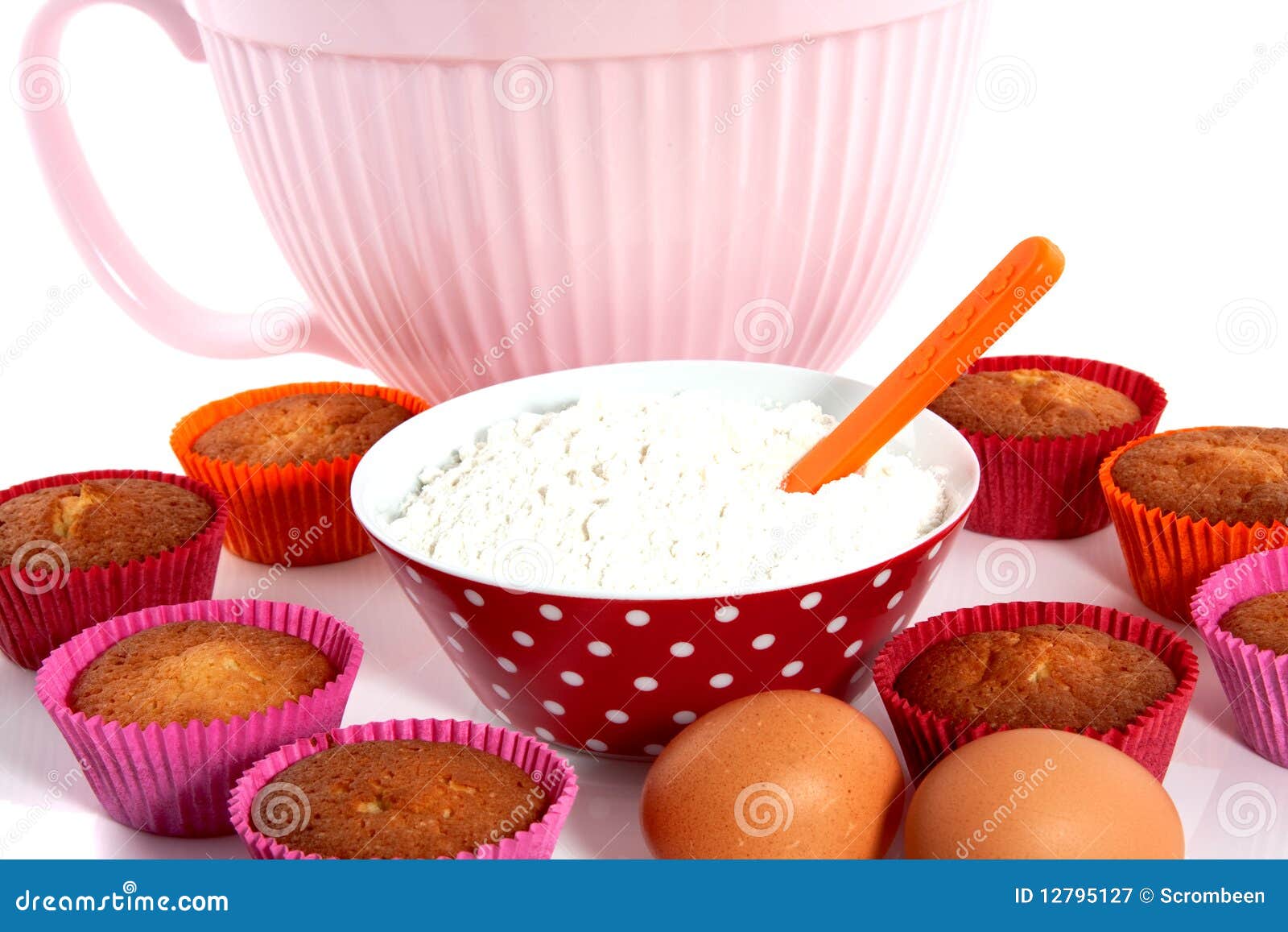 A Plate with Cupcakes and Materials Stock Image - Image of cupcakes ...