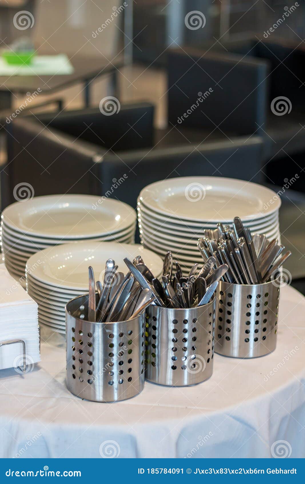 Plate and Cutlery at the Buffet in the Restaurant Stock Image - Image ...
