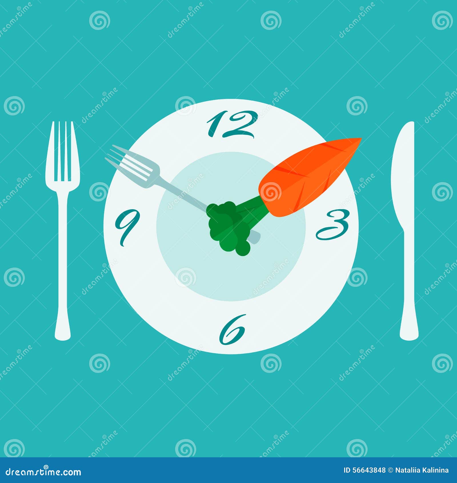 Plate with Cutlery (fork and Knife). Time To Eat Stock Vector ...