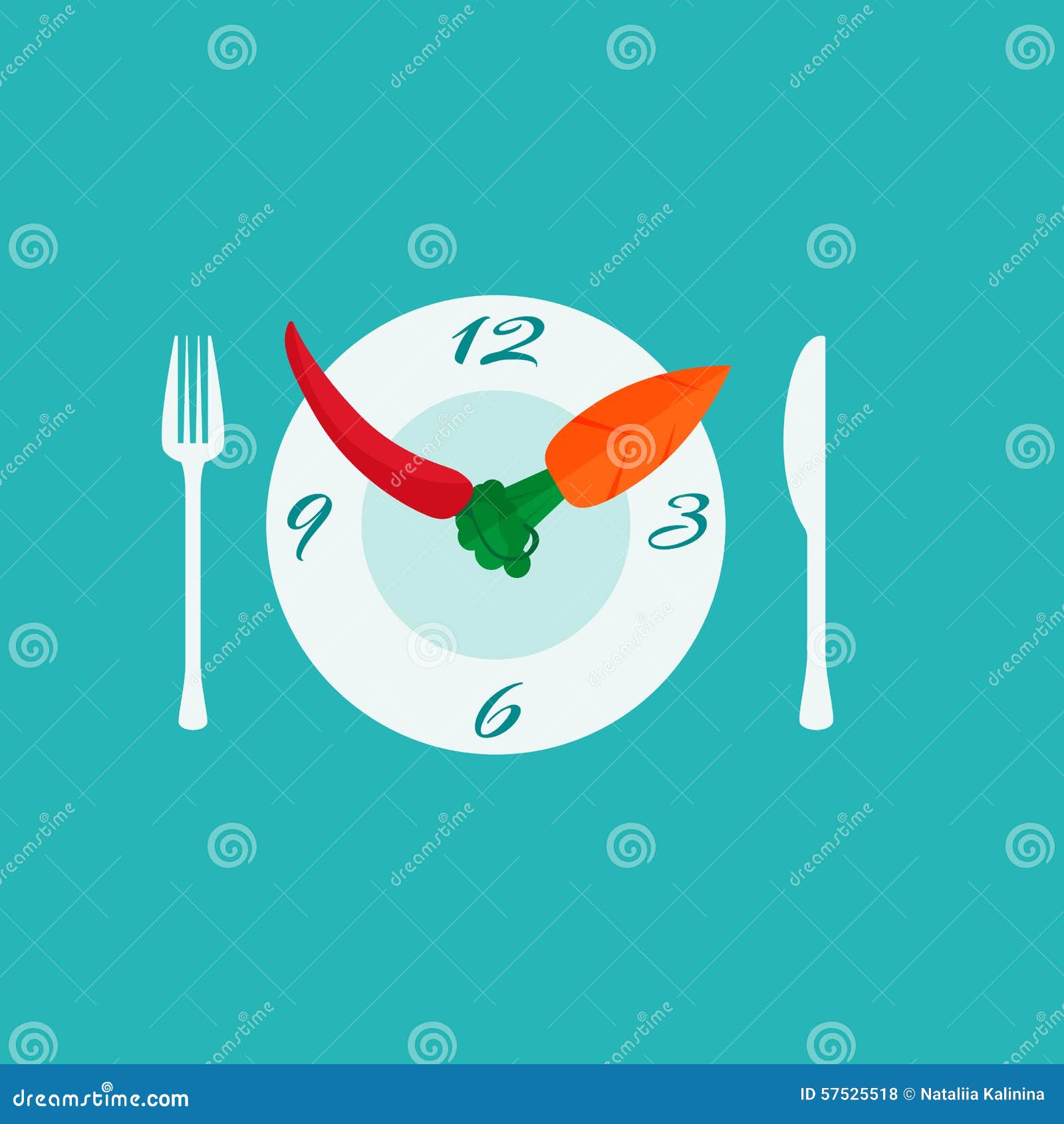 Plate with Cutlery - Fork and Knife. Time To Eat Stock Vector ...