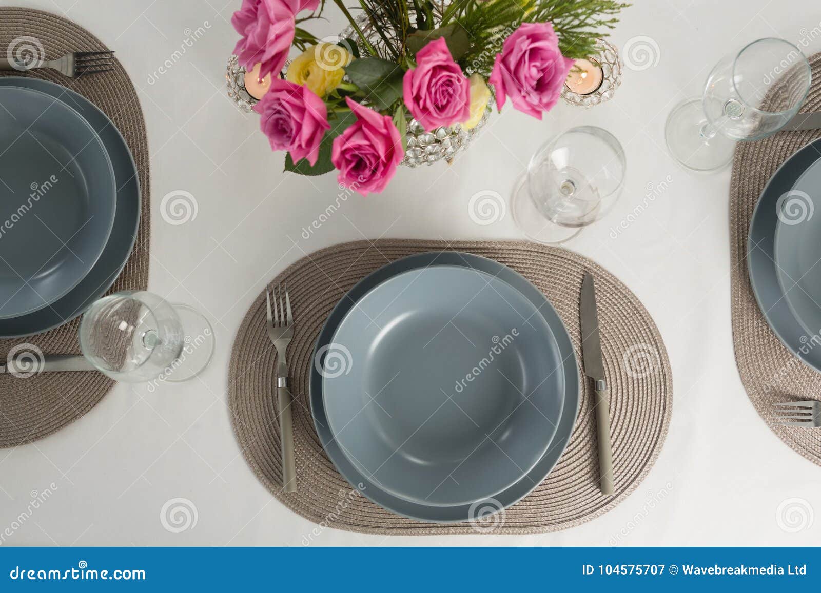 Plate and Cutlery Set Elegantly on a Table Stock Image - Image of fork ...