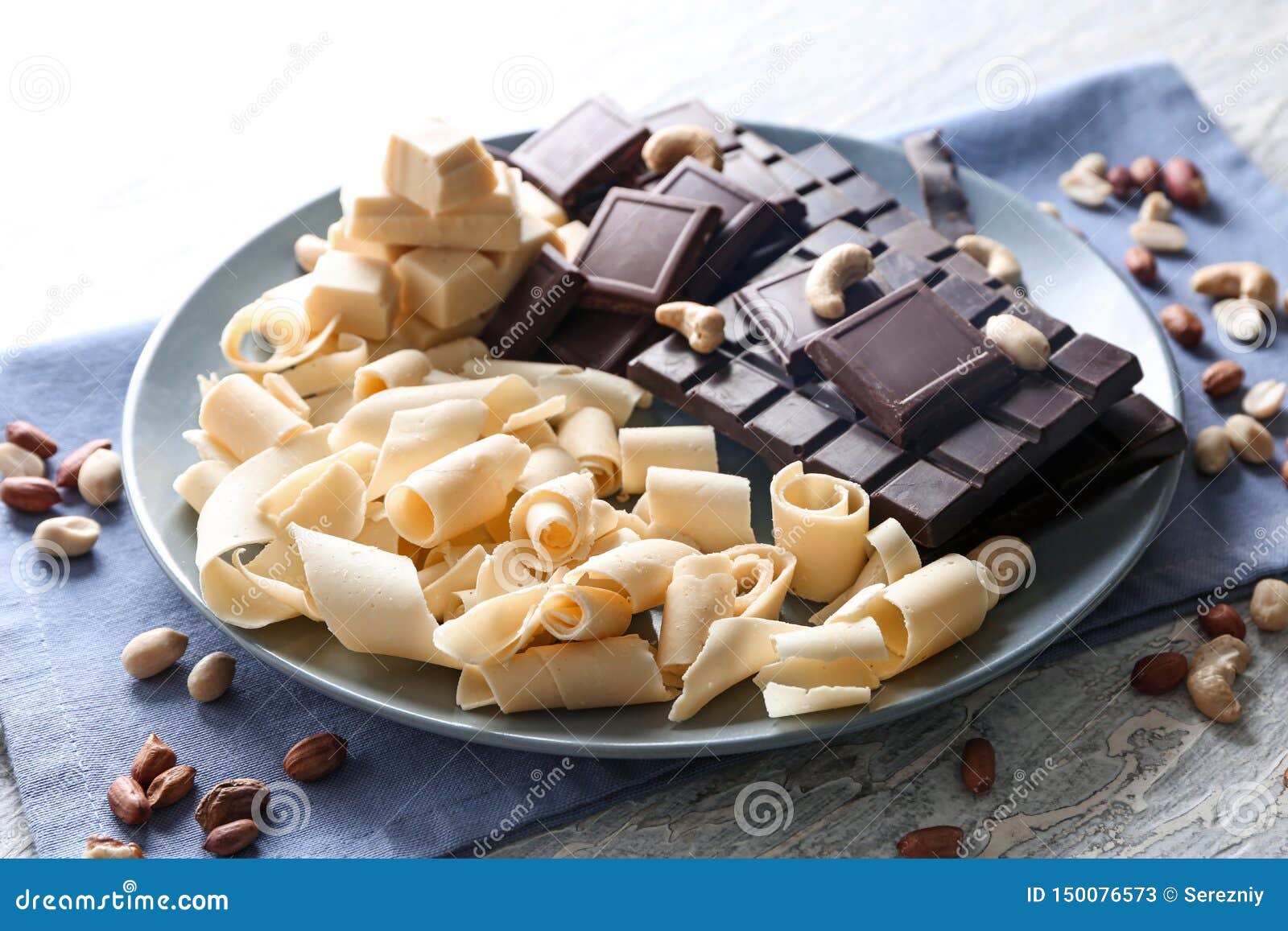 Plate with Dark and White Chocolate on Table Stock Image - Image of ...
