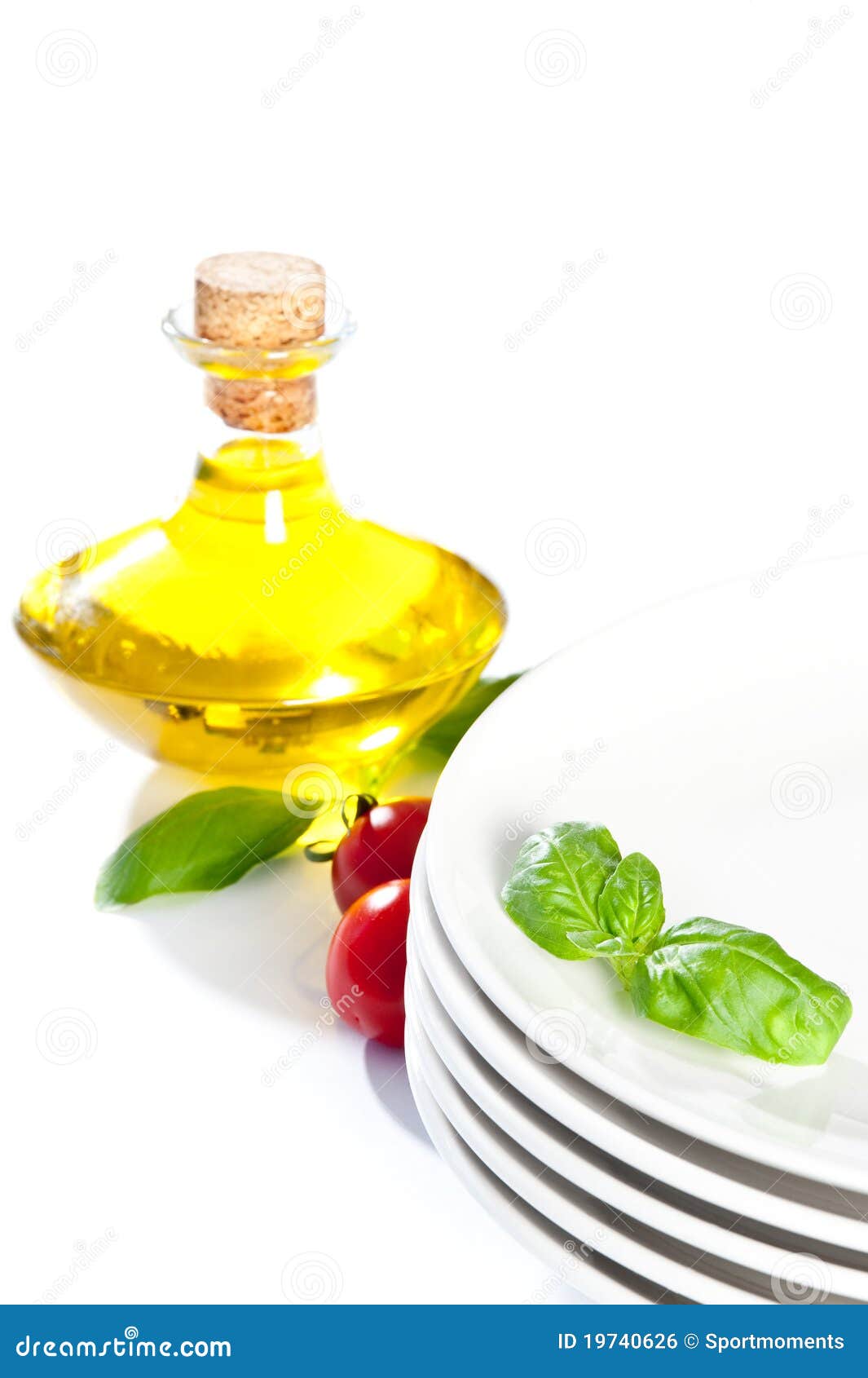 Plate decorated with basil stock photo. Image of lunch - 19740626