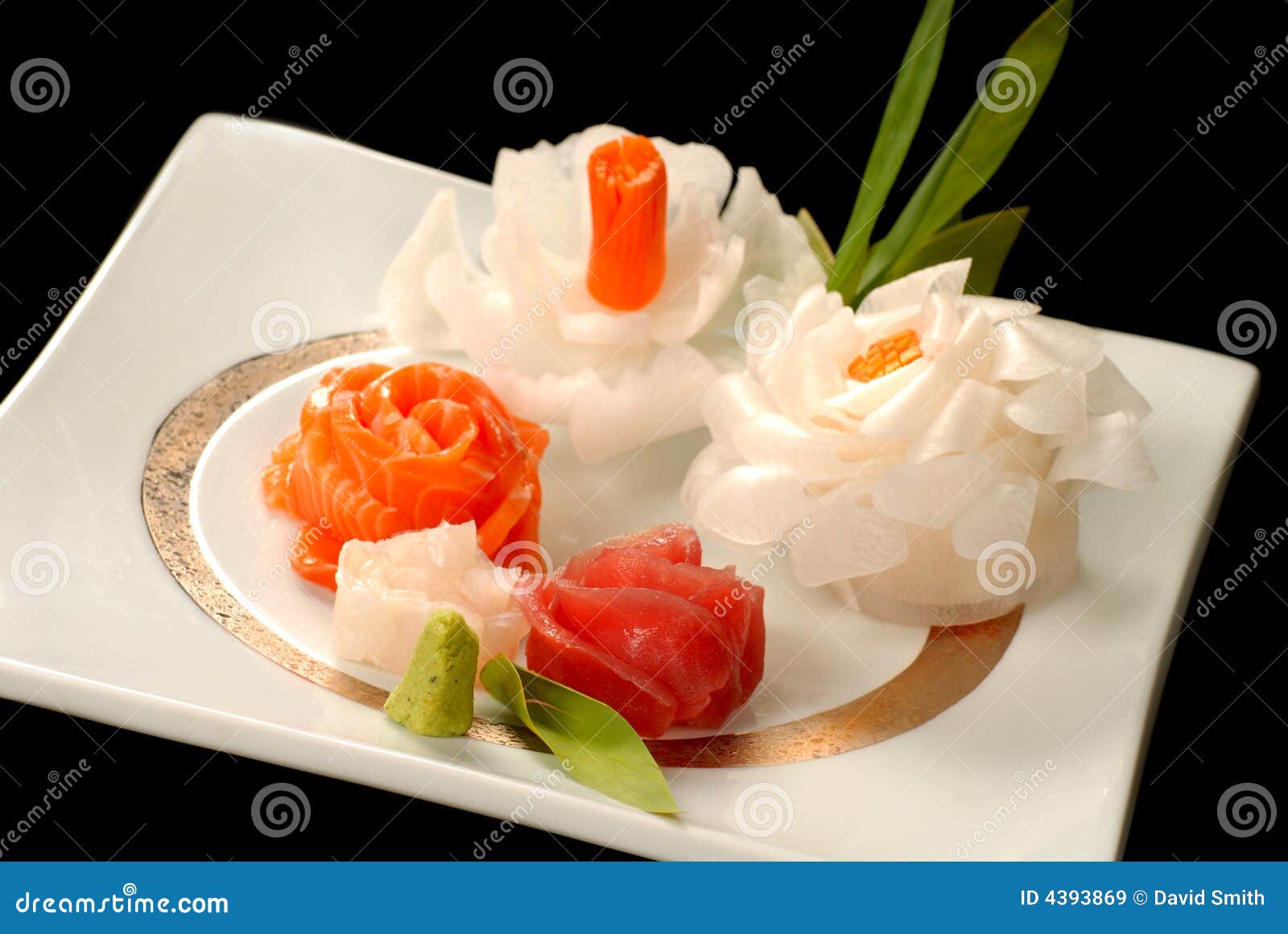 Plate of Decrative Sashimi in the Forms of Flowers Stock Image - Image ...