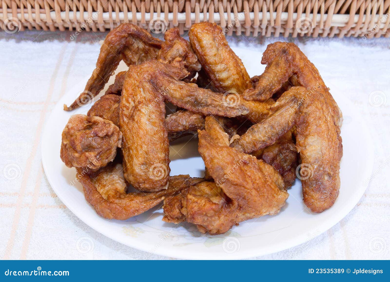 Plate of Deep Fried Chicken Wings Stock Image - Image of basket, plate ...
